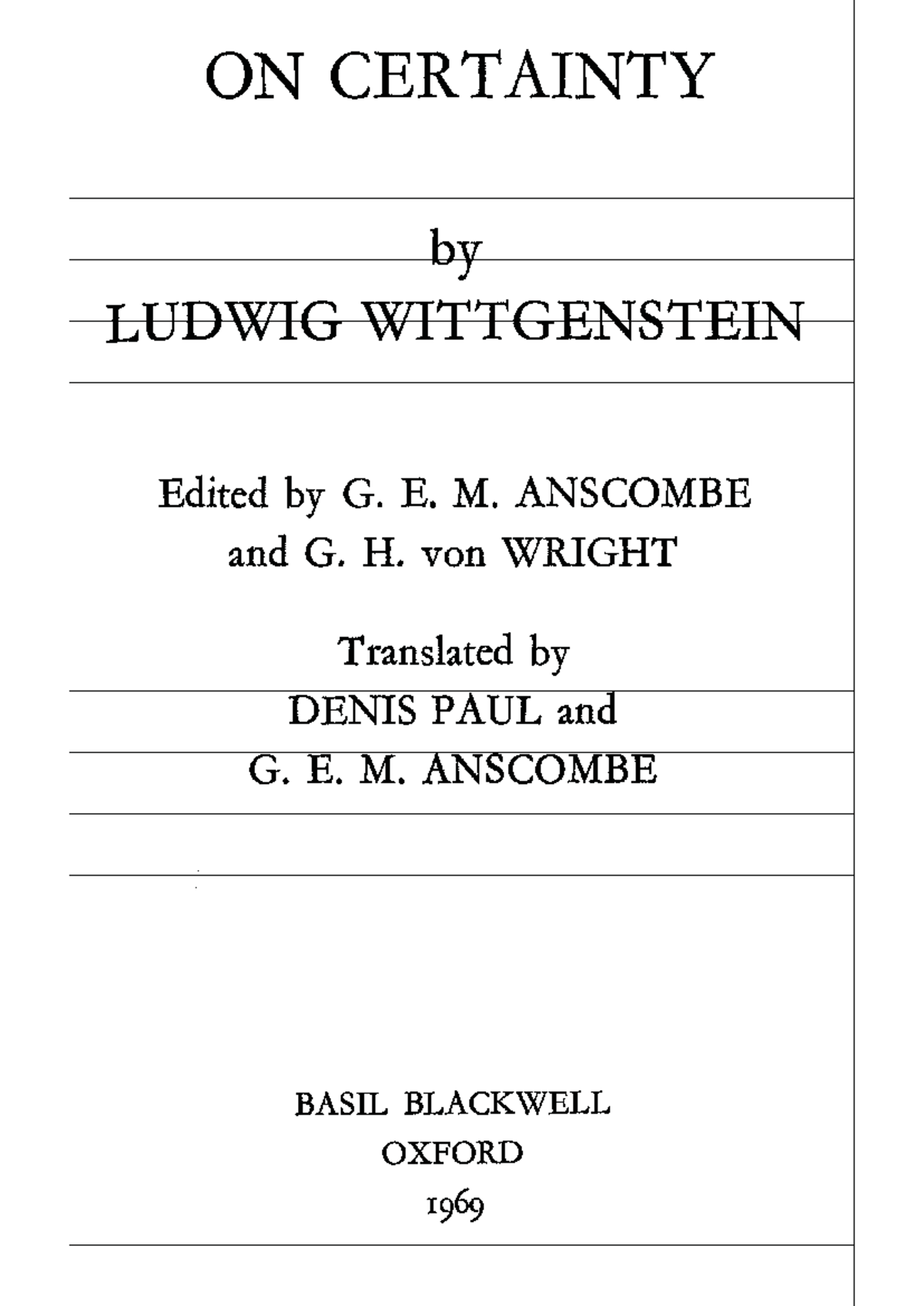 On Certainty (Ludwig Wittgenstein) (Z-Library) - ON CERTAINTY LUDWIG ...