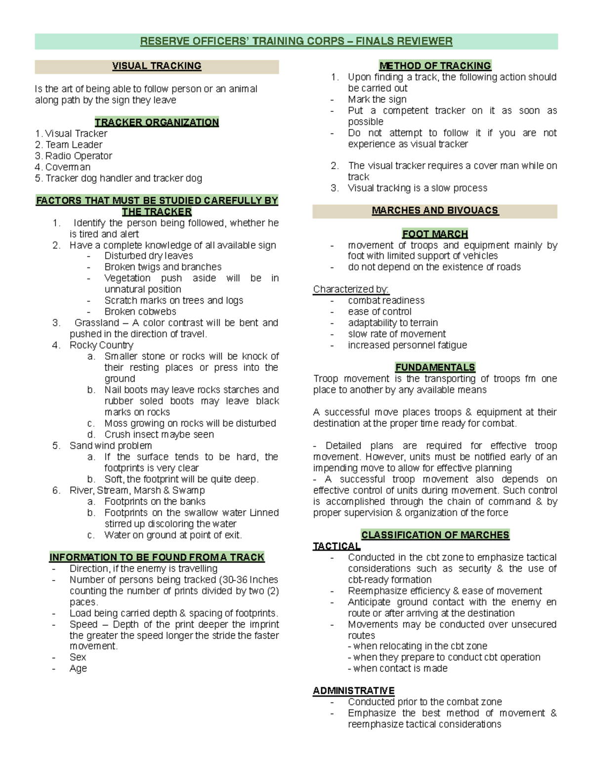ROTC MS2 Finals Reviewer - VISUAL TRACKING Is the art of being able to ...