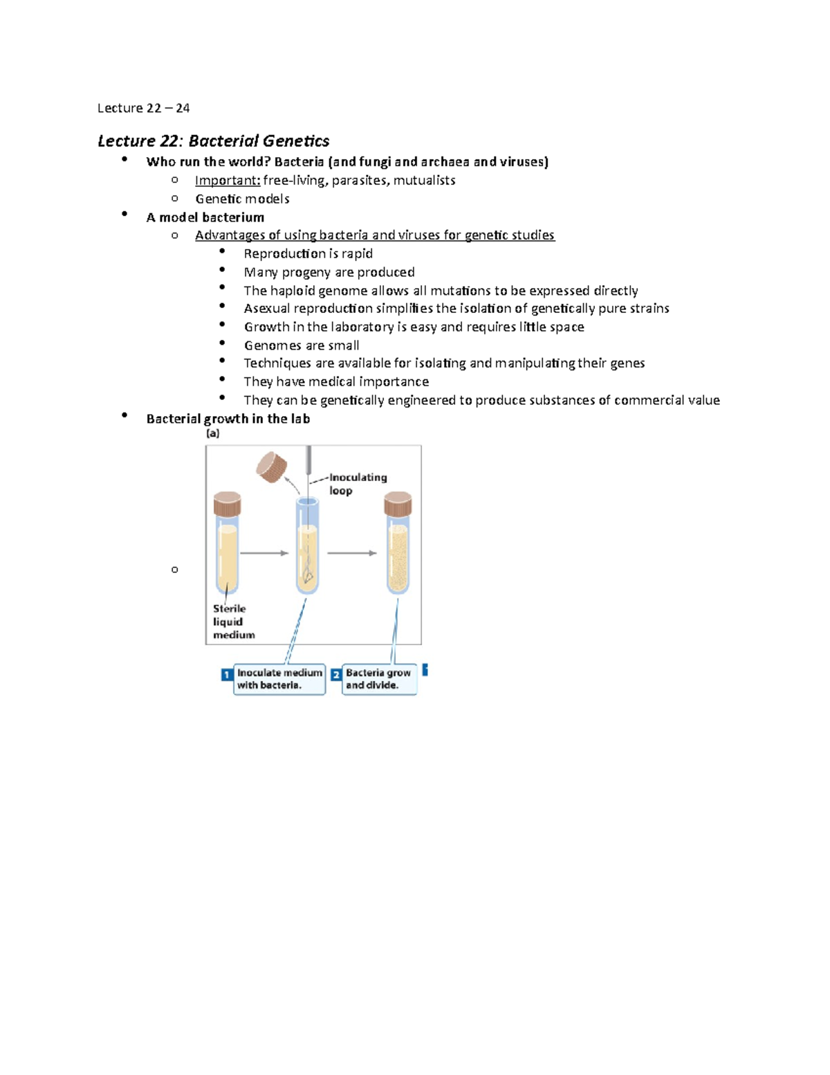 Lecture 22 - 24 - Lecture 22 – 24 Lecture 22: Bacterial Genetics Who ...