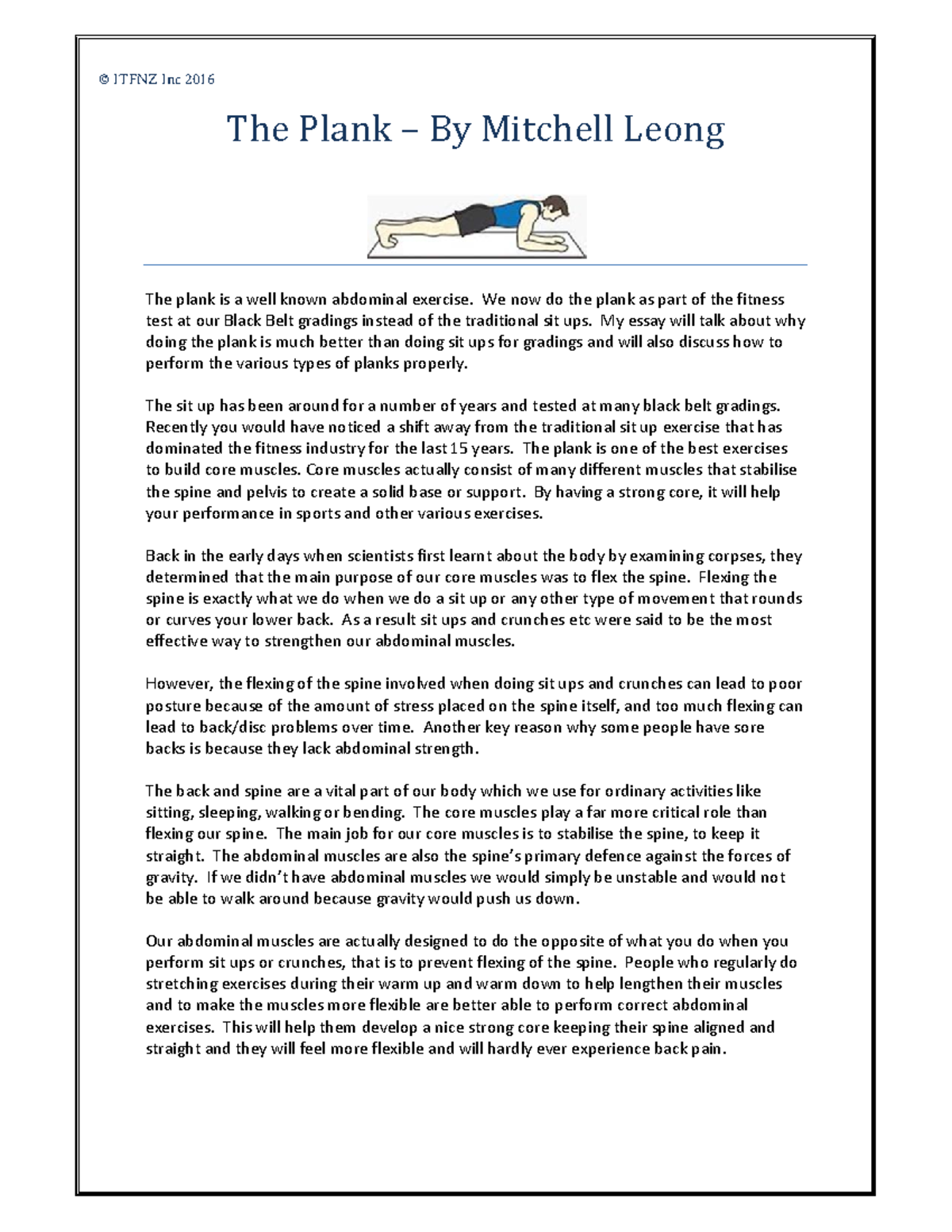 5 the plank 1 - Hope it will help you - The Plank – By Mitchell Leong ...