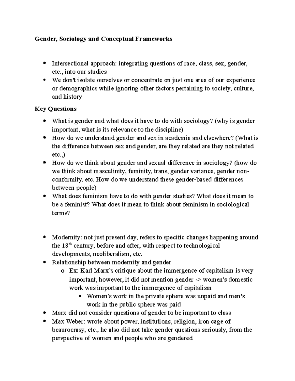 Gender, Sociology and Conceptual Frameworks - , into our studies We don ...