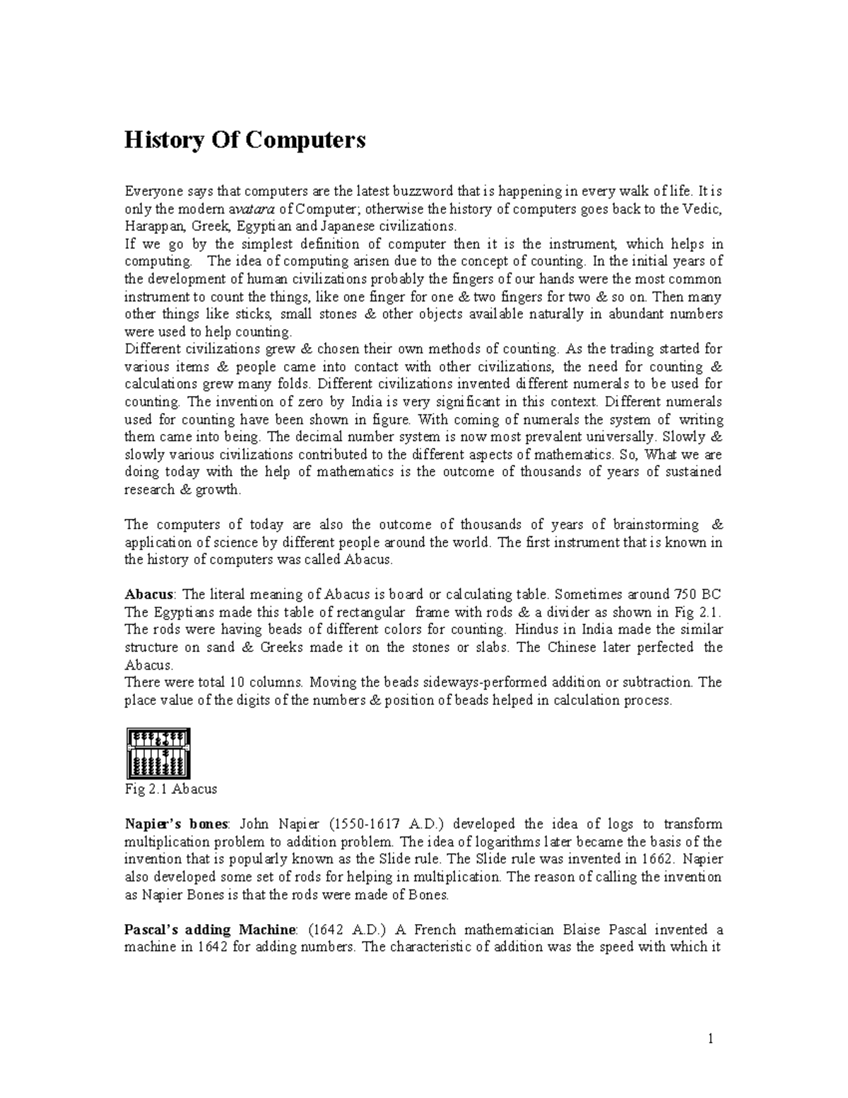 History of Computers - asignment - History Of Computers Everyone says ...