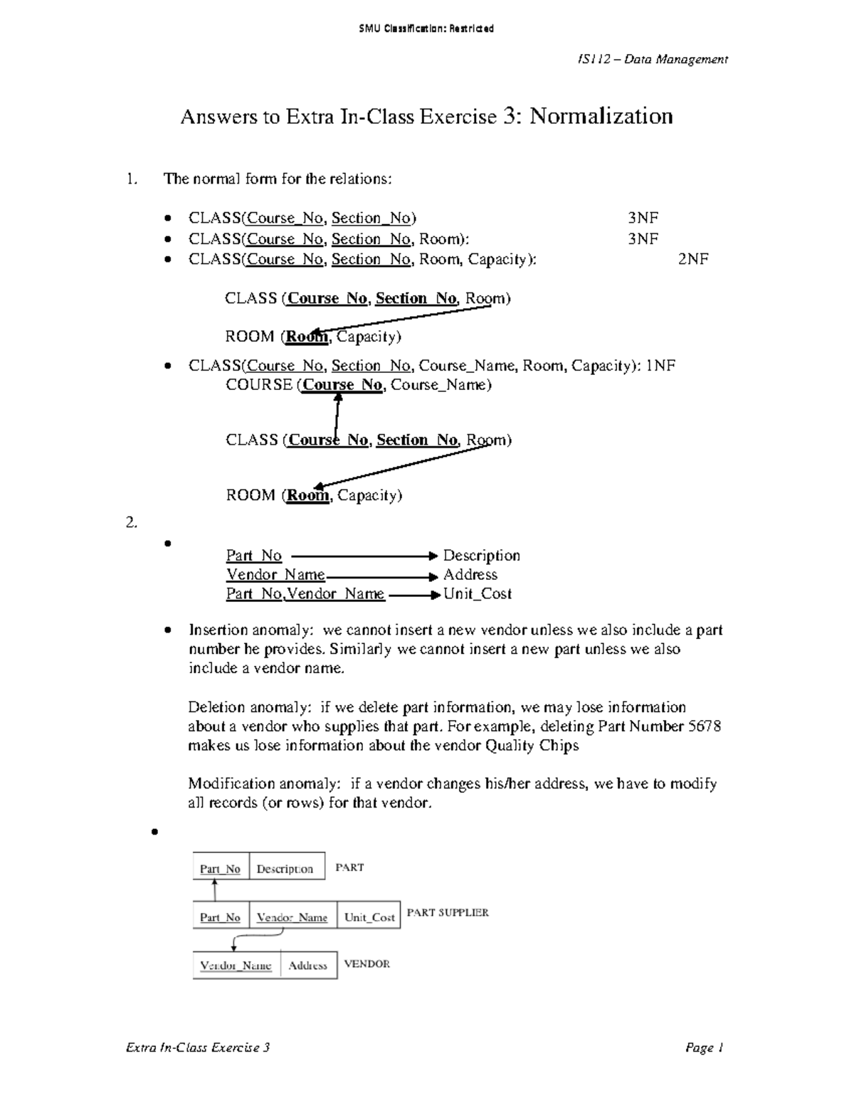 Exe3-answer - Tutorial and answers - IS11 2 – Data Management Extra In-Class Exercise 3 Page 1 ...