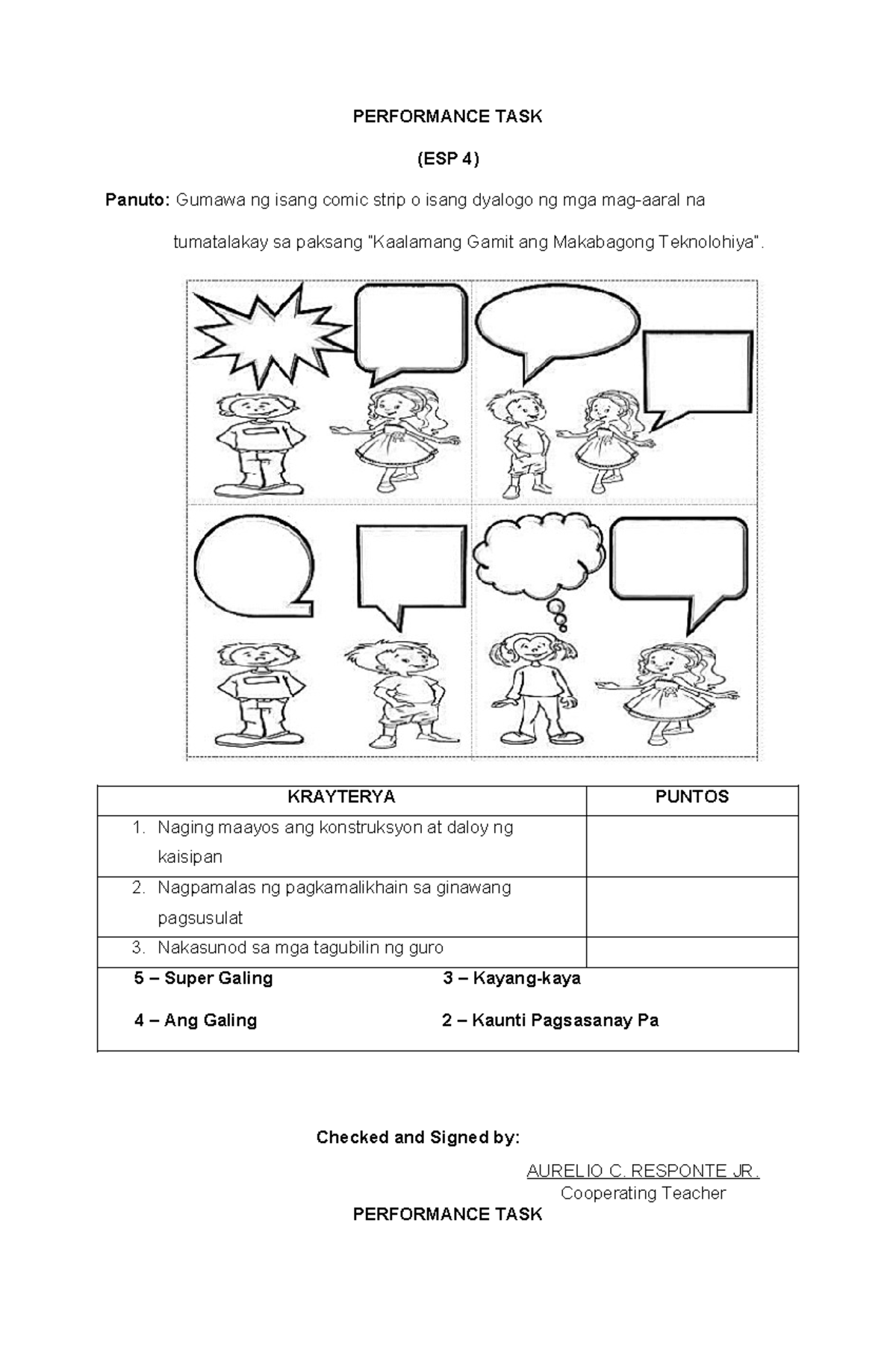 TASD DESIGN WITH RUBRICS FOR A SPECIFIC SUBJECT. THIS WILL SERVE AS ...