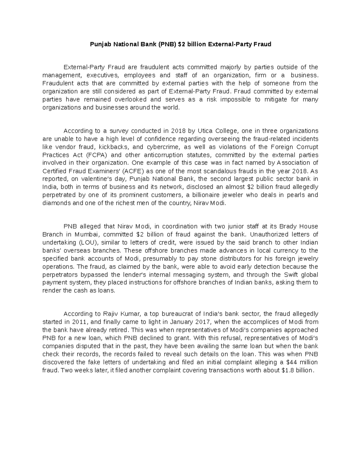 Punjab National Bank (PNB) 2 Billion Dollar External Party Fraud ...