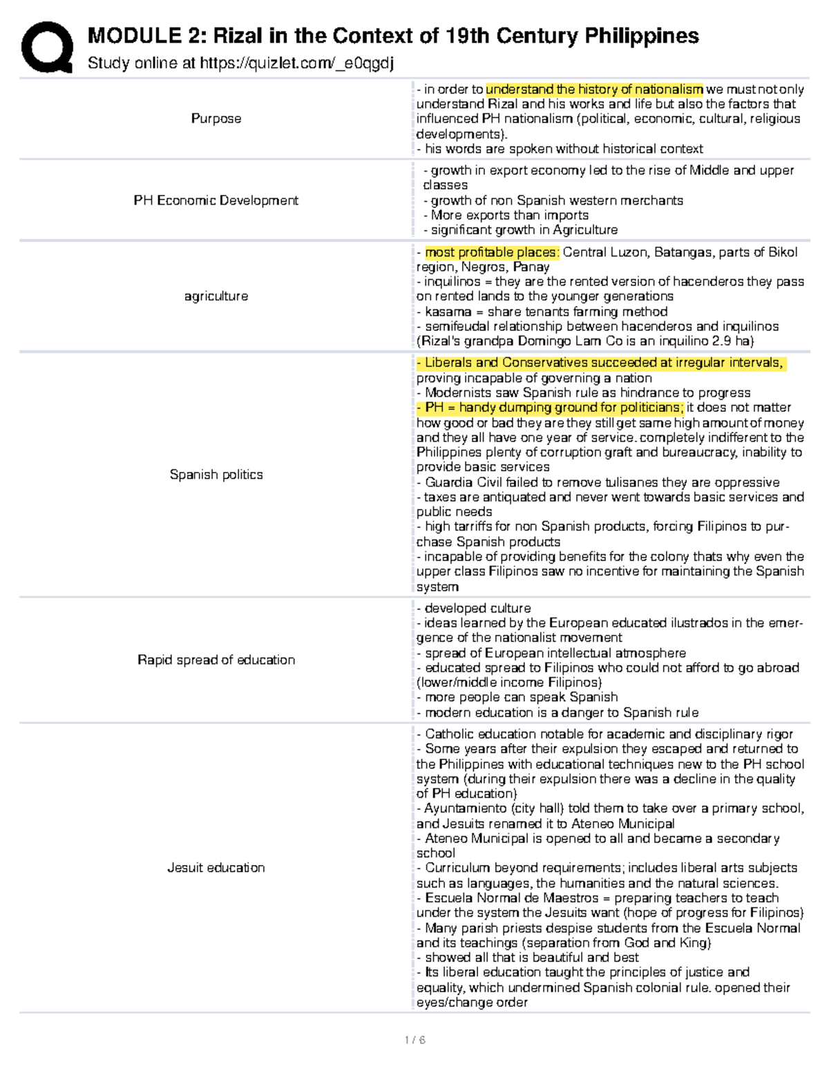 19TH CEN REV - rizal - Study online at quizlet/_e0qgdj Purpose in order to understand the ...