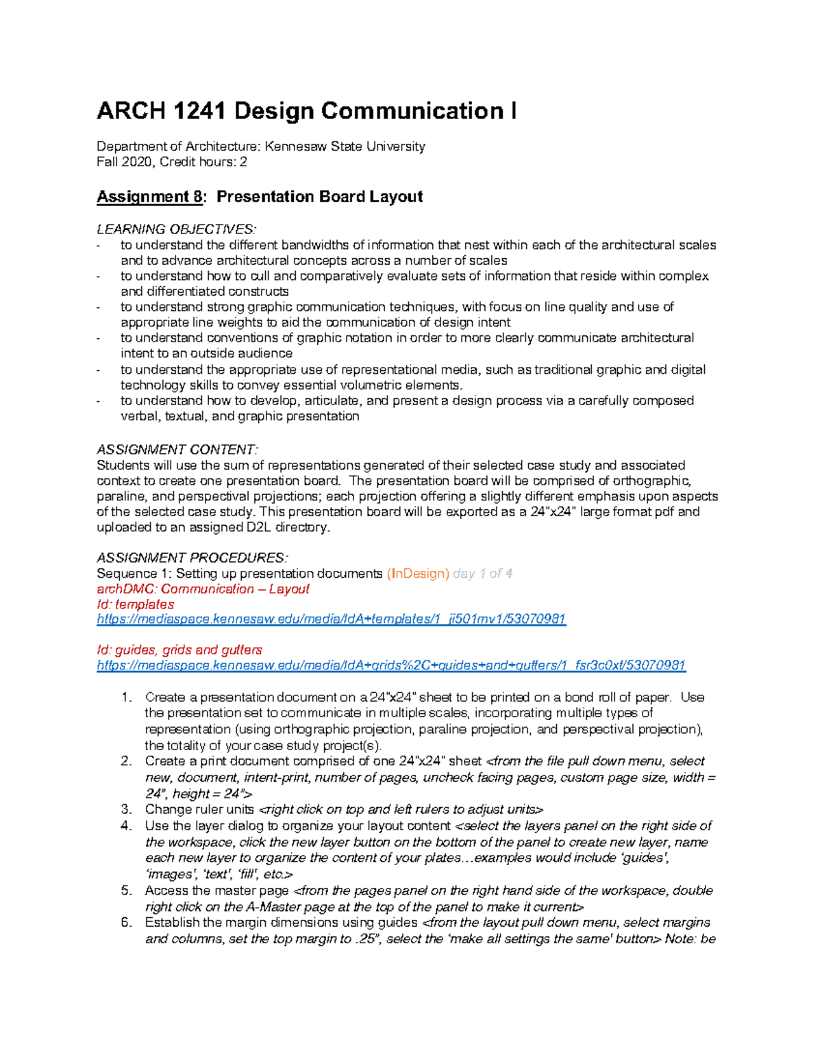 Assignment 10- Final Presentation Resource - ARCH 1241 Design ...