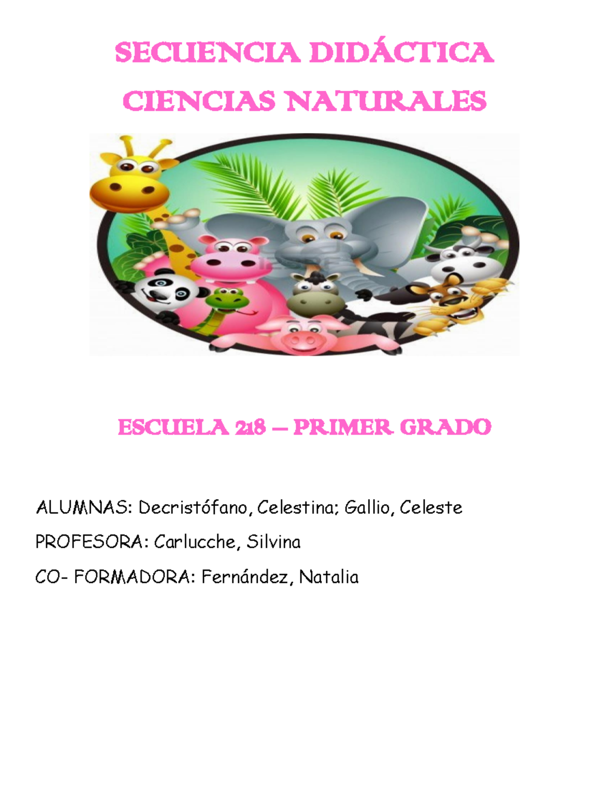 Naturales- 1° Grado - SECUENCIA DIDÁCTICA CIENCIAS NATURALES ESCUELA ...