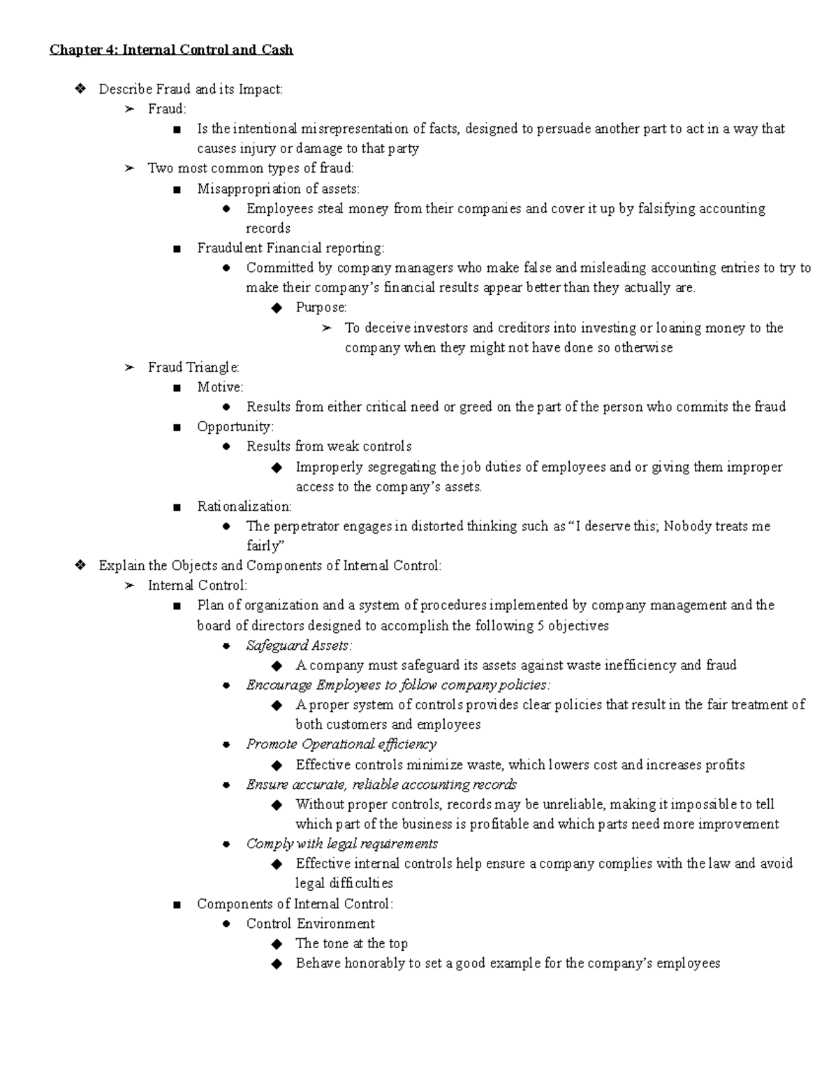 4 Internal Control and Cash - Chapter 4: Internal Control and Cash ...