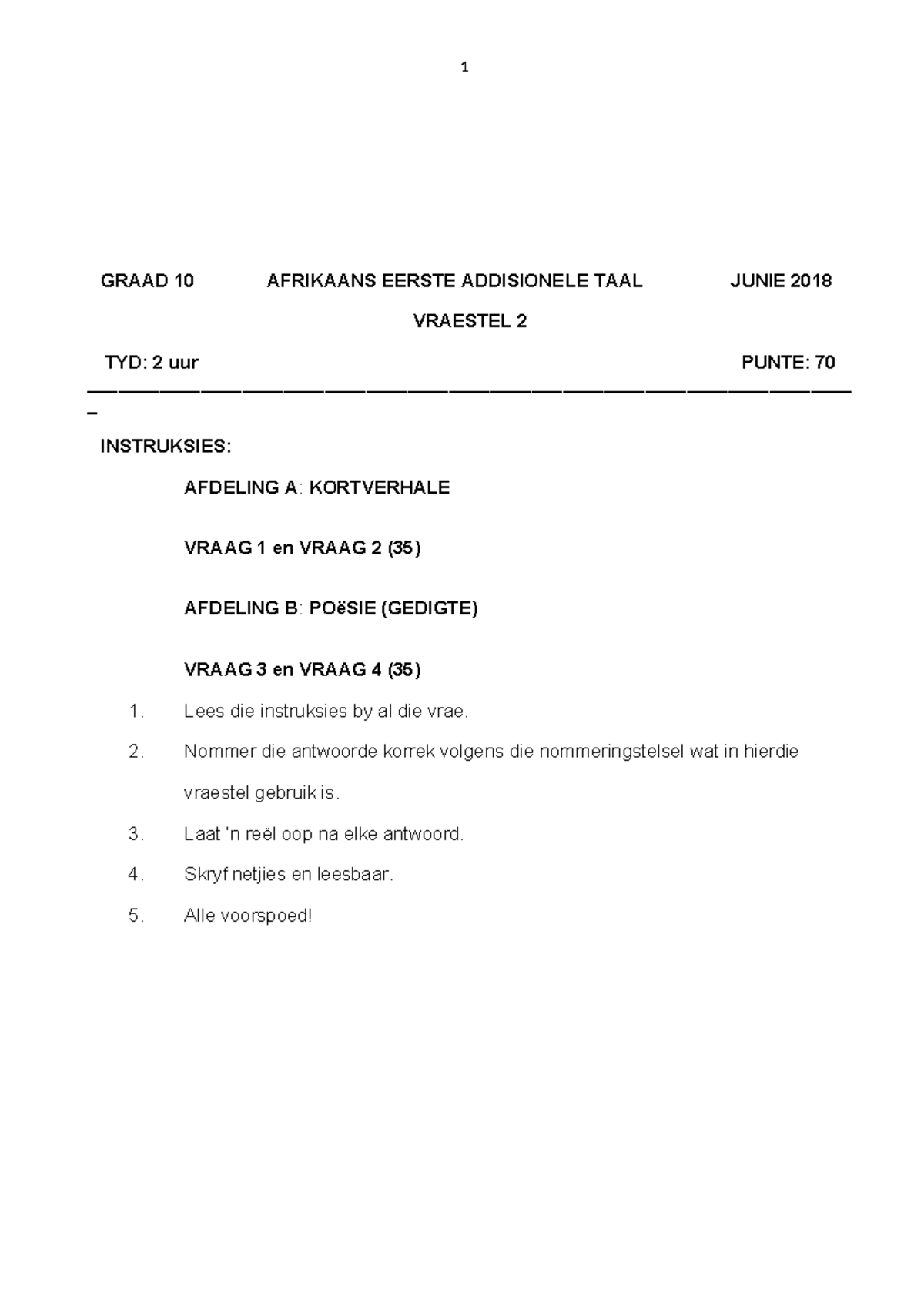 GR 10 AFR EAT V2 JUNE 2018 - GRAAD 10 AFRIKAANS EERSTE ADDISIONELE TAAL ...