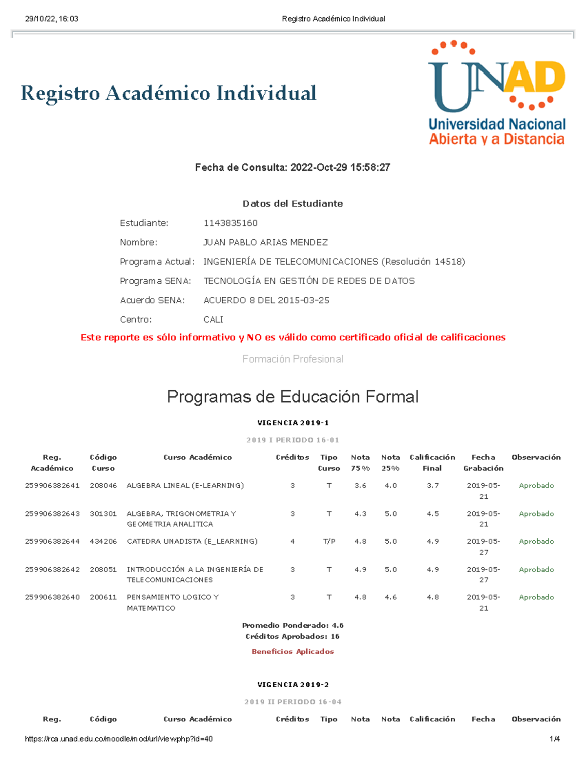 Estudiantes Registro Académico Informativo - Registro Académico ...