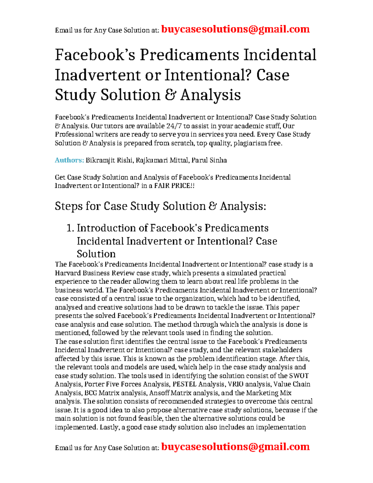 Facebook's Predicaments Incidental Inadvertent or Intentional Case ...