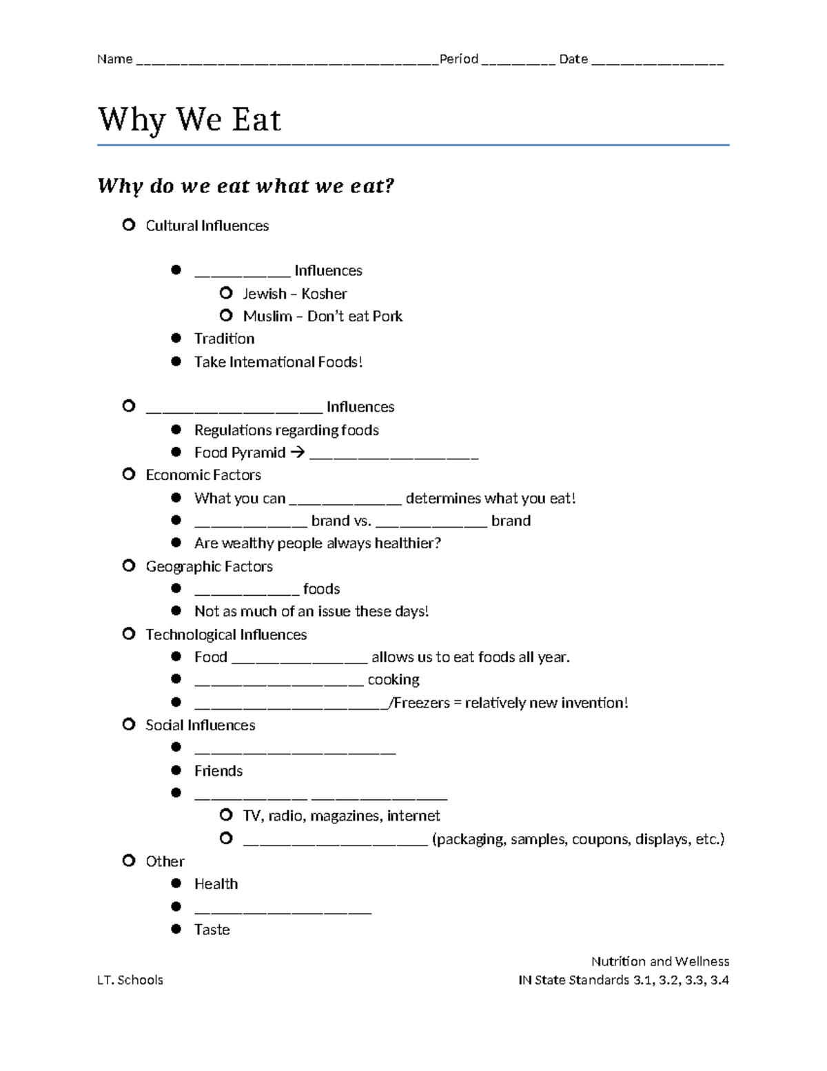 Why We Eat Note Guide - Why do we eat answer key - Name - Studocu