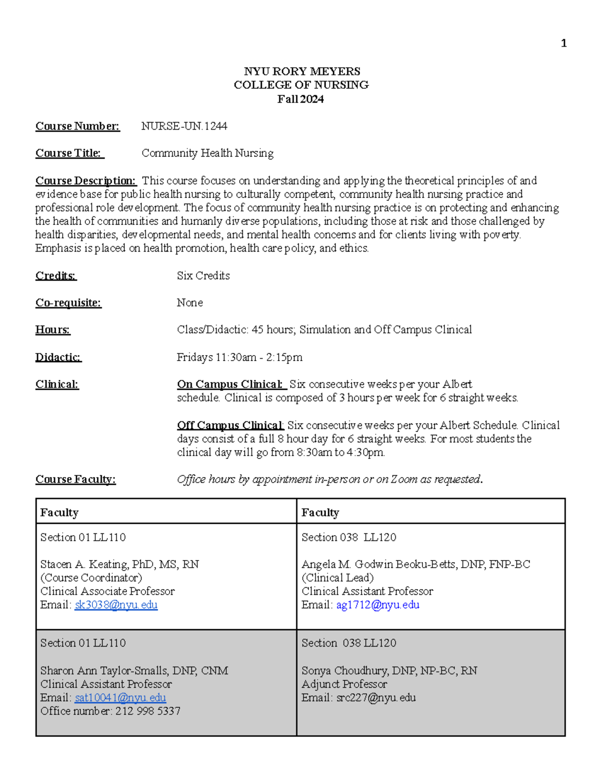 Fall 2024 UN 1244 CHNSyllabus - NYU RORY MEYERS COLLEGE OF NURSING Fall ...