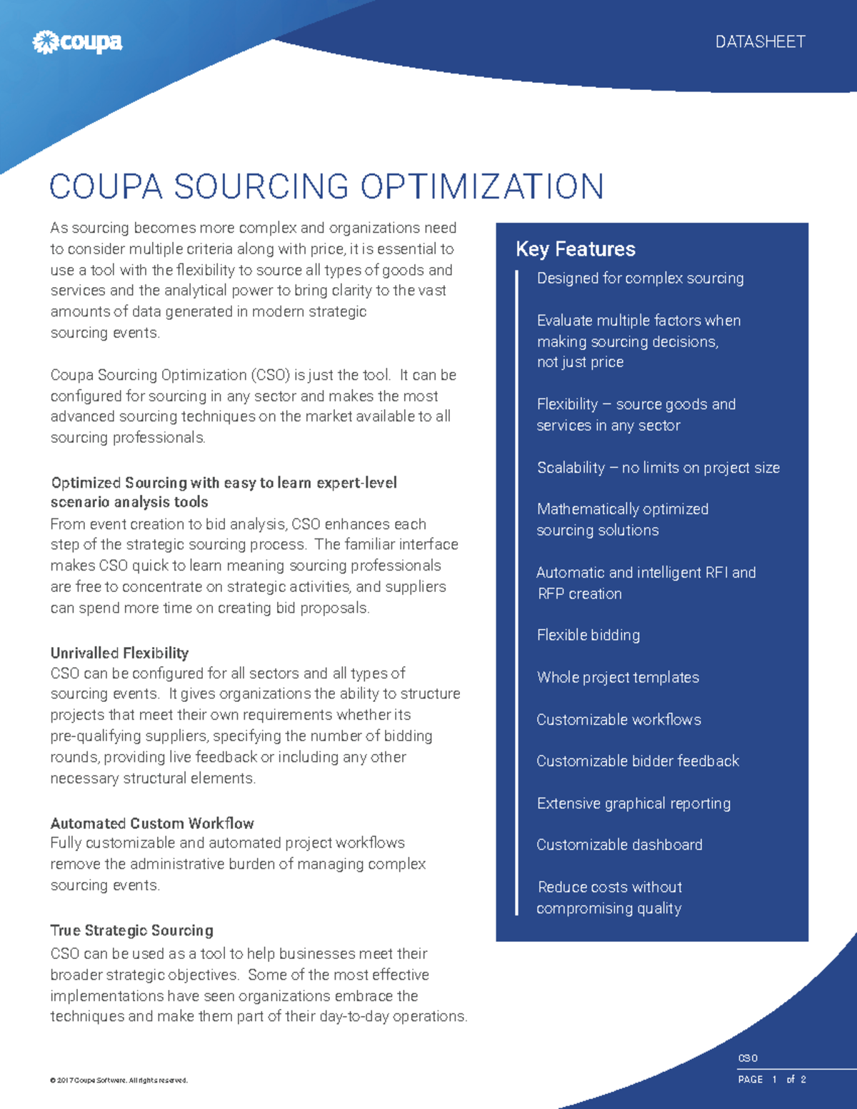 Coupa Sourcing Optimization Datasheet - © 2017 Coupa Software. All ...