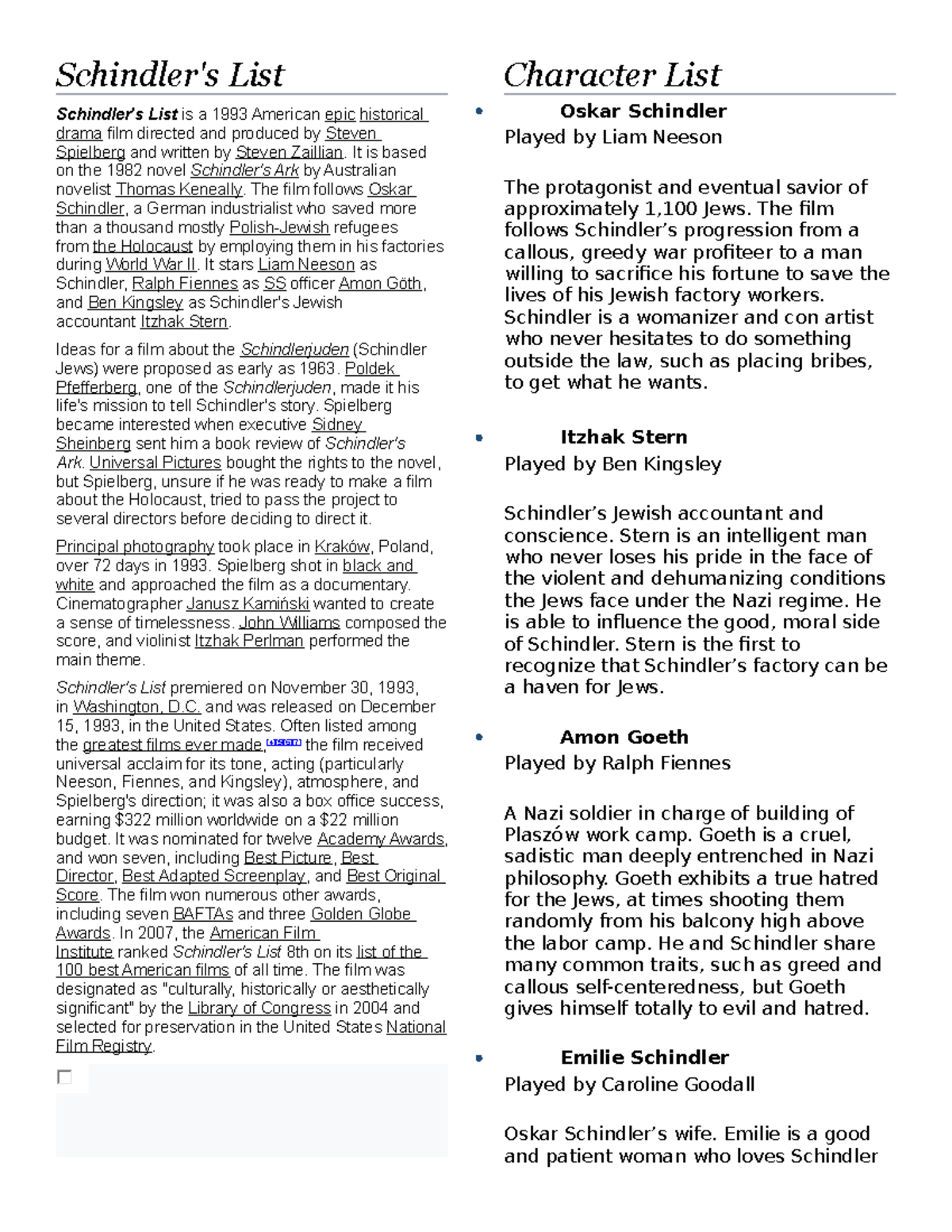 UCSP Reviewr - about cultures and society - Schindler's List Schindler ...