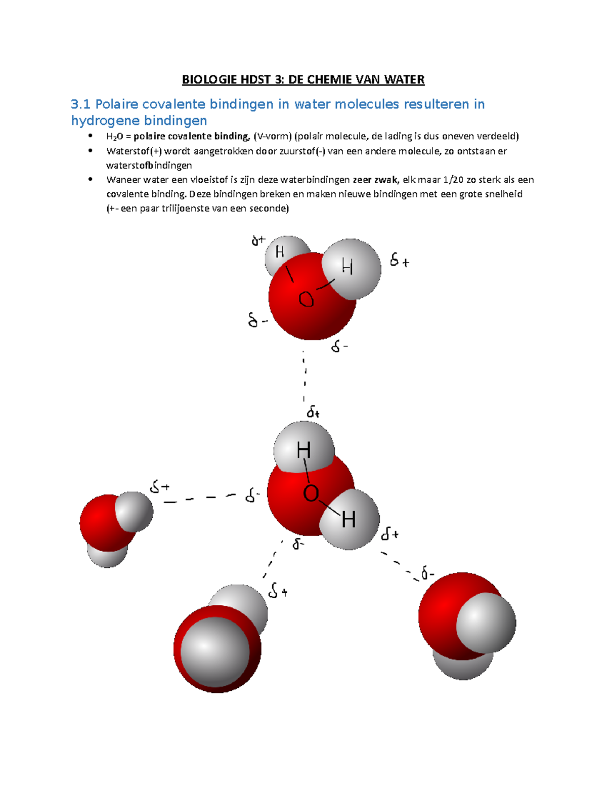 HDST 3 Chemie VAN HET Water - BIOLOGIE HDST 3: DE CHEMIE VAN WATER 3 ...