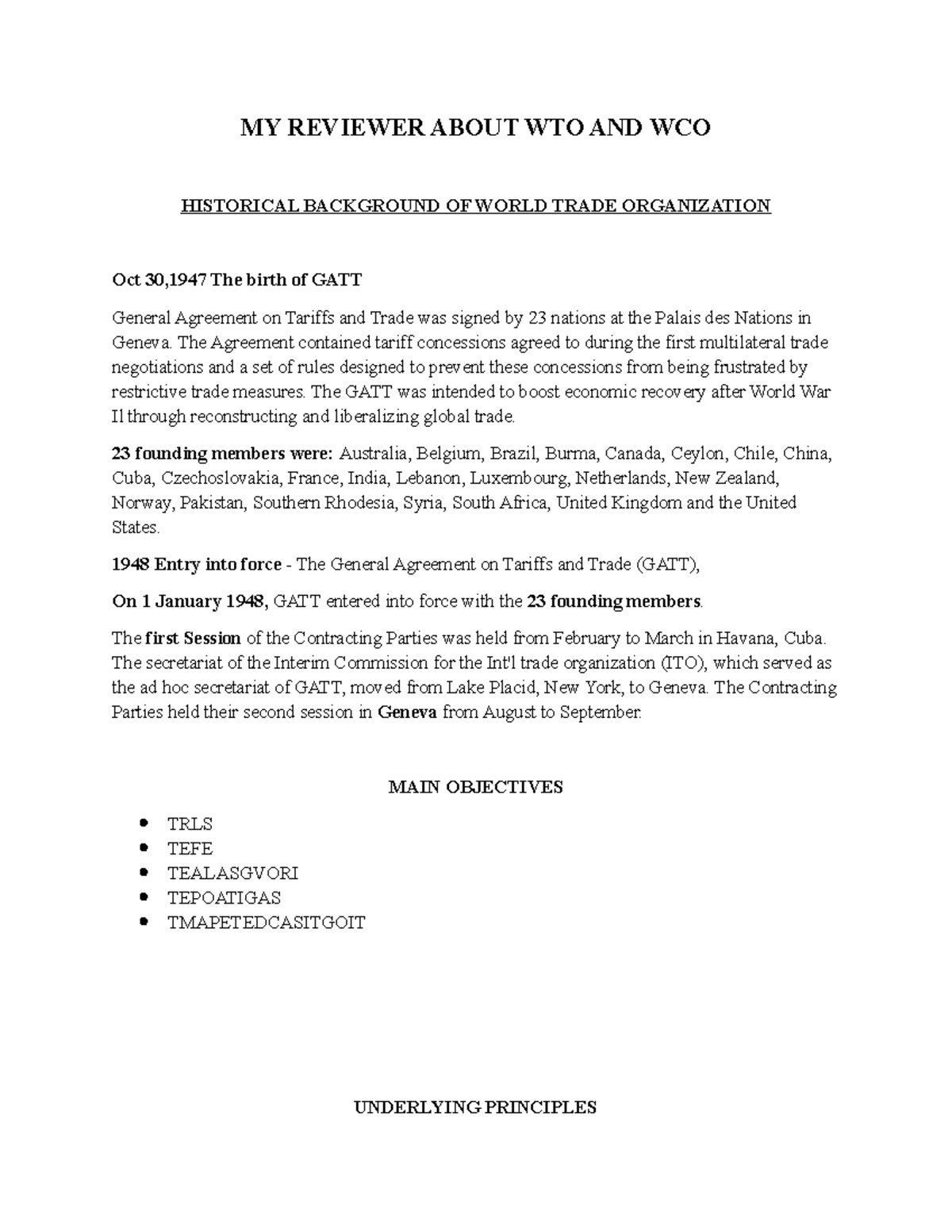 MY Reviewer About WTO AND WCO - MY REVIEWER ABOUT WTO AND WCO ...