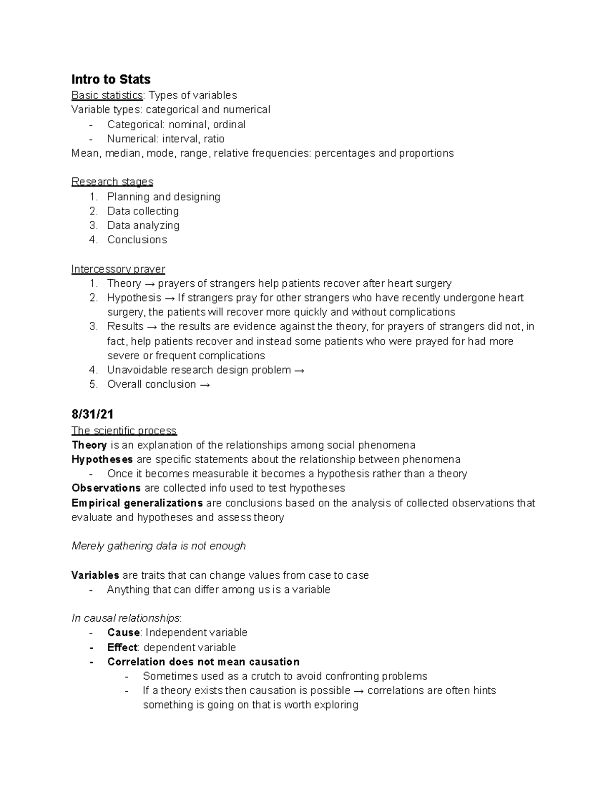 Intro to Statistics - Intro to Stats Basic statistics: Types of ...