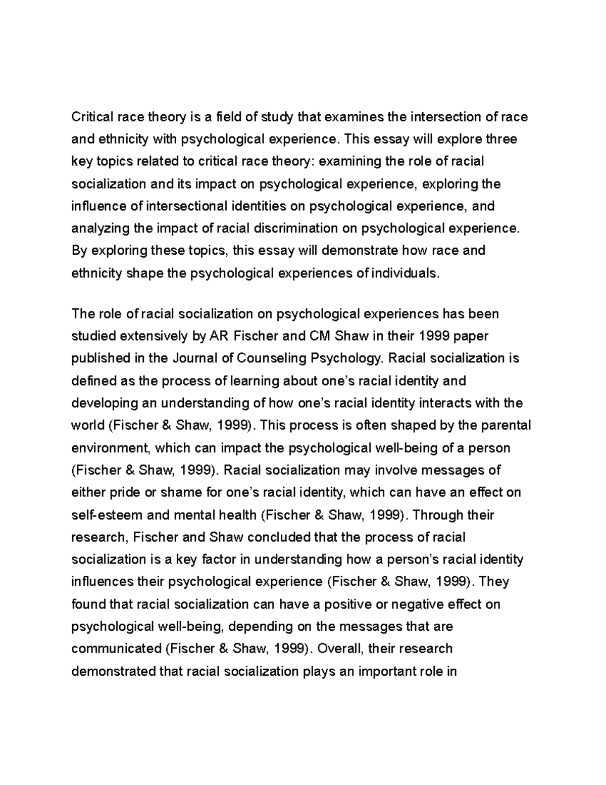 Critical race theory the study of how race and ethnicity shape ...