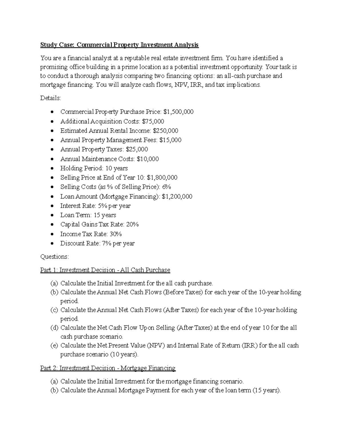 Study Case Slides Intro - Study Case: Commercial Property Investment ...