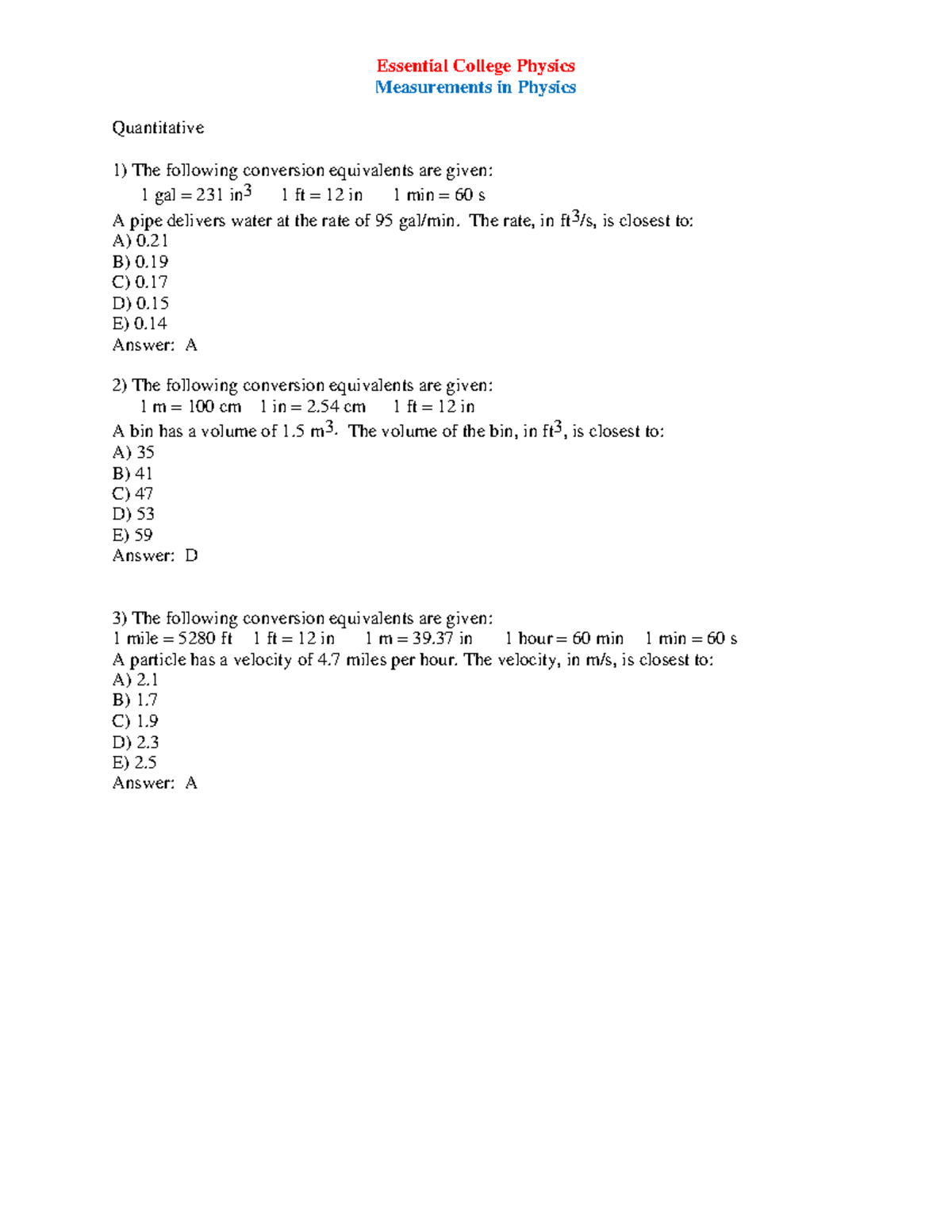 Essential College Physics Measurements in Physics - Essential College ...