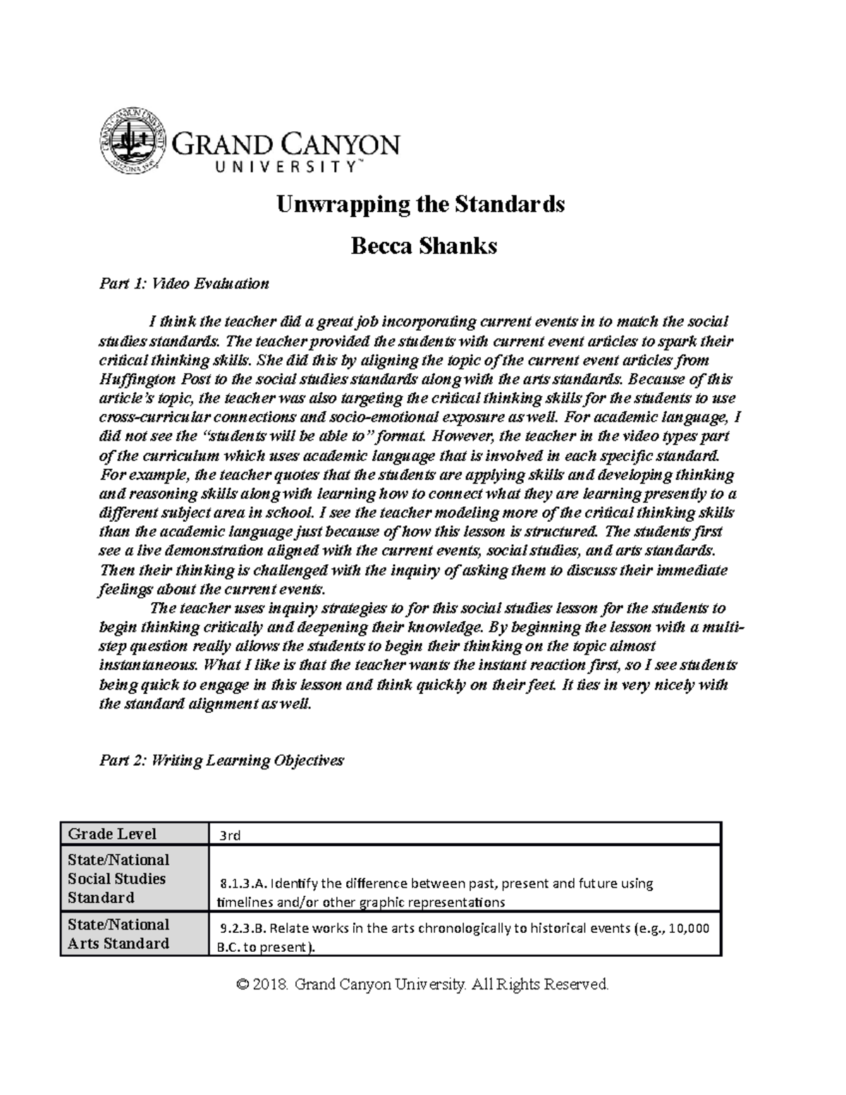 Revised copy - behavior plan - Unwrapping the Standards Becca Shanks ...