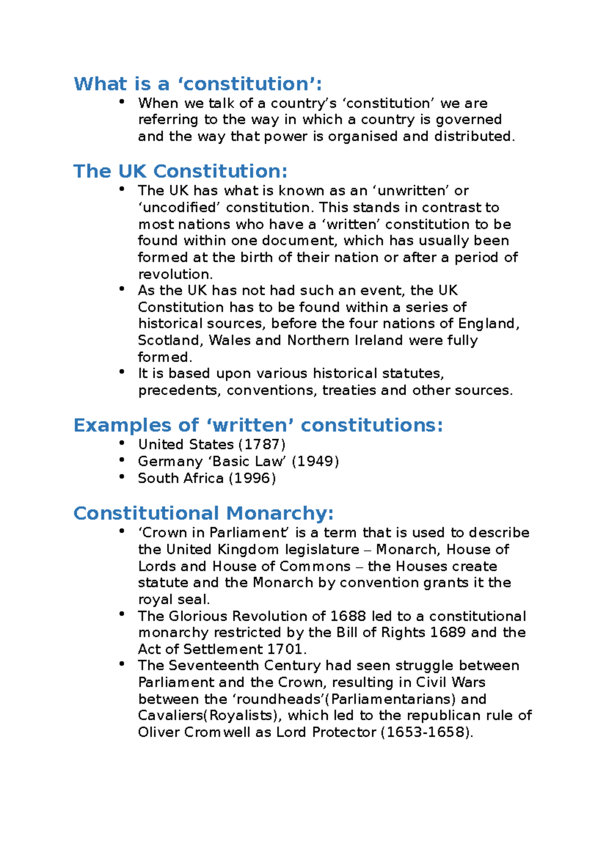 History and Principles of the UK Constitution - What is a ‘constitution ...