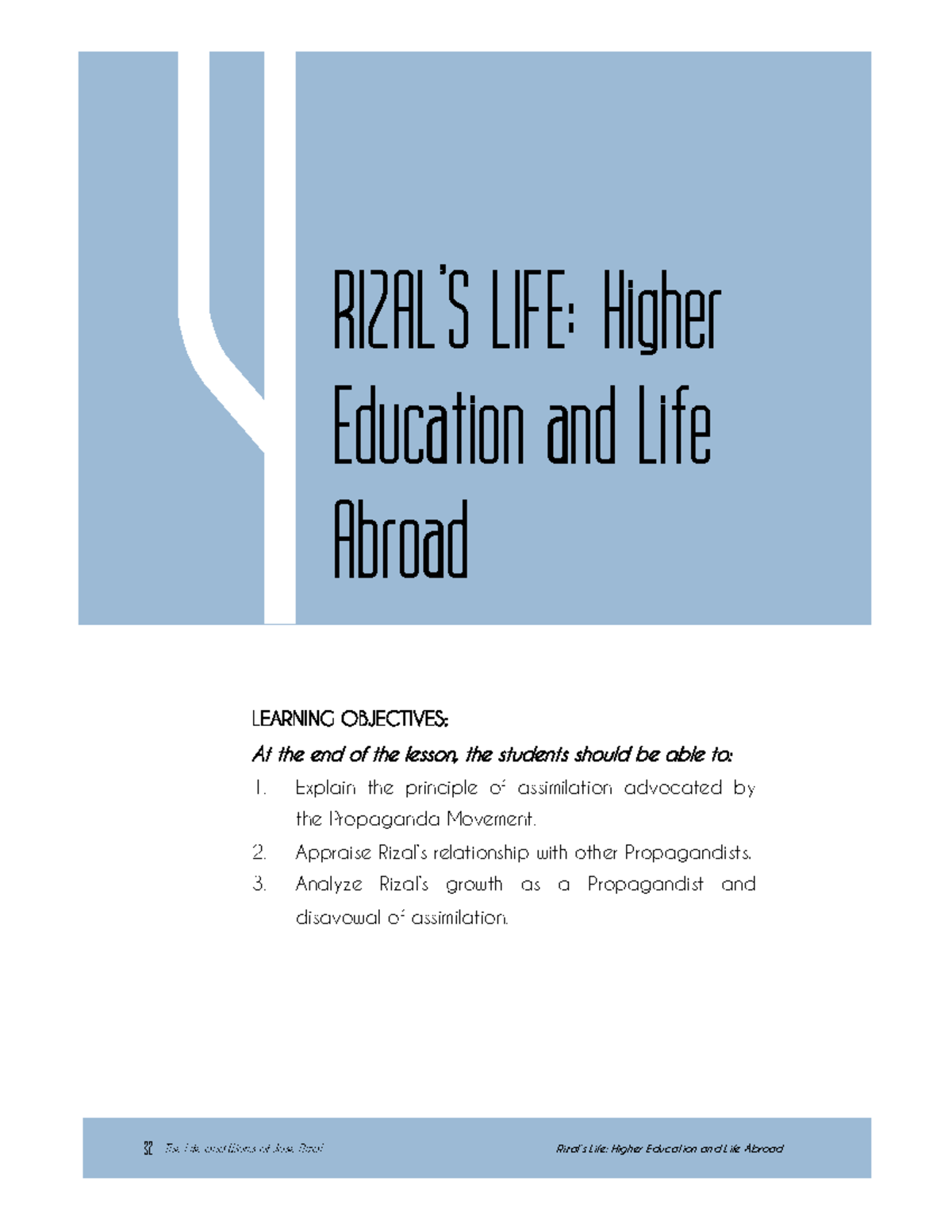 Chapter 4 - Rizal'S LIFE: Higher Education AND LIFE Abroad - Education ...