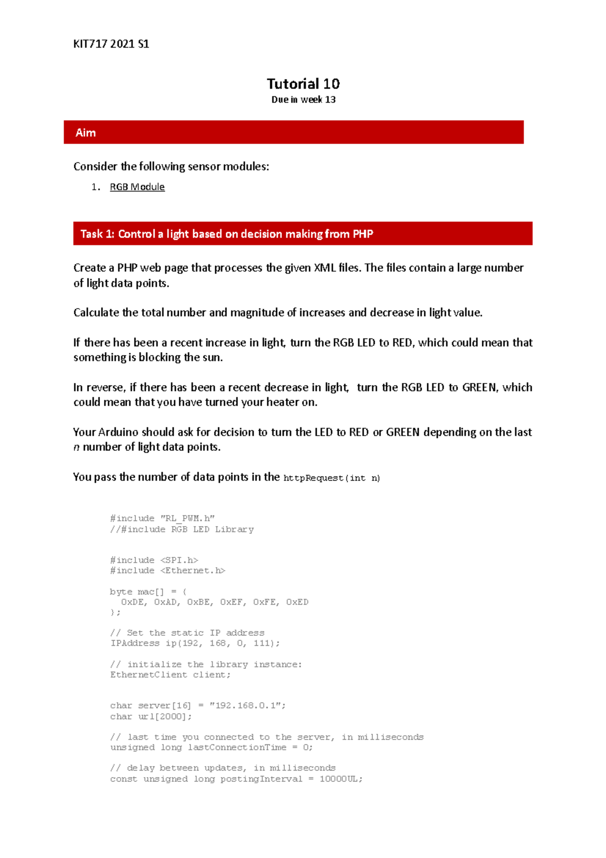 Tutorial 10 KIT317-717 2021 - Tutorial 10 Due in week 13 Consider the ...