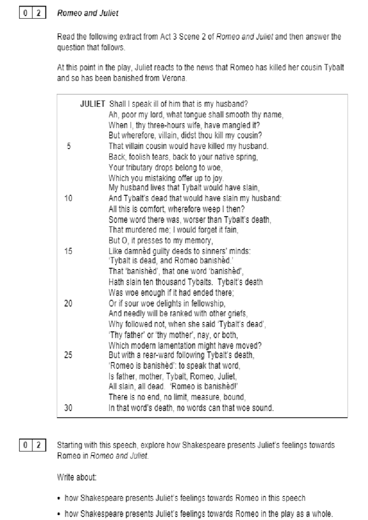 Romeo and Juliet 2023 AQA GCSE Question - Studocu