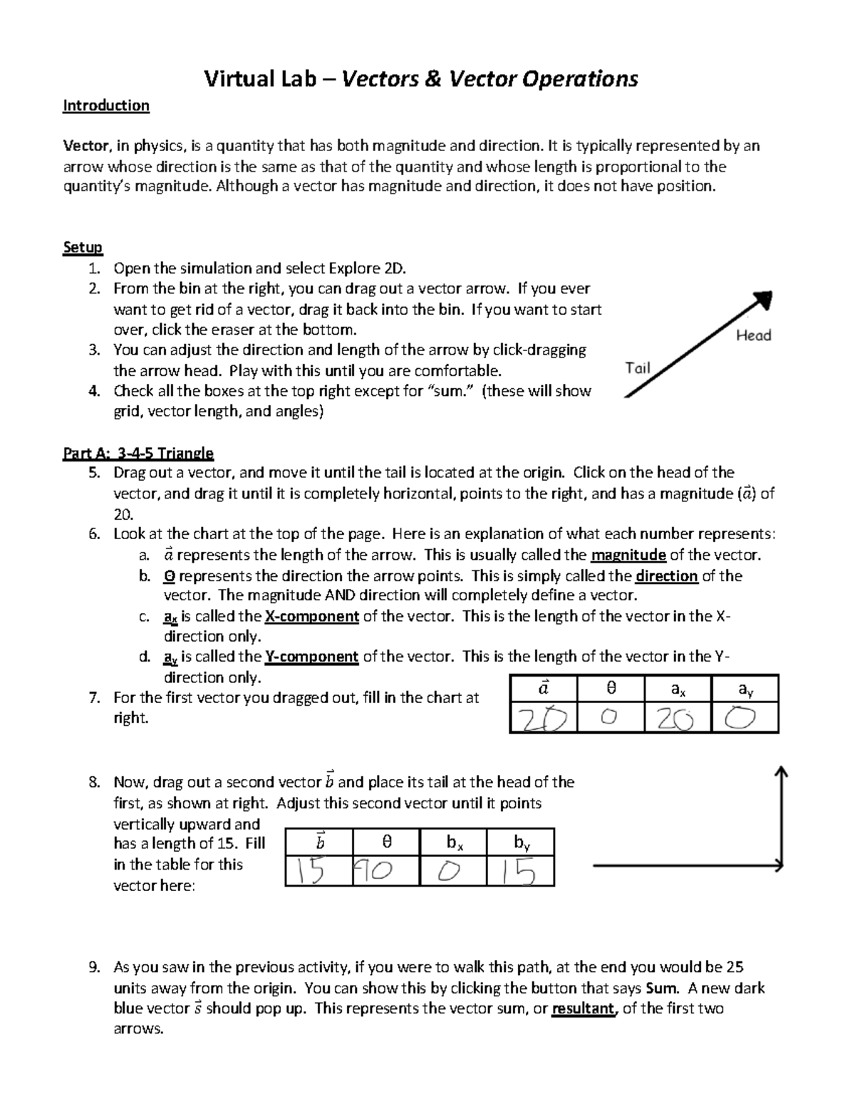 Vector Addition Activity - Editted 6 - Virtual Lab – Vectors & Vector ...