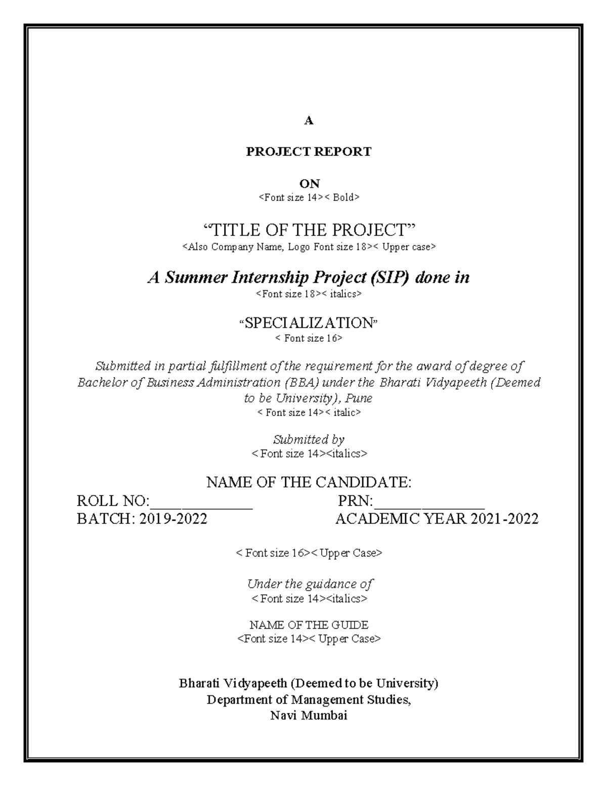 SIP Format 2022-2023 - just to keep in check - A PROJECT REPORT ON