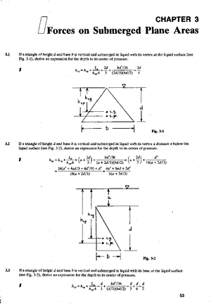 Hydrostatic Pressure - Notes - B. FORCES ON SUBMERGED PLANE AREAS 8. If ...