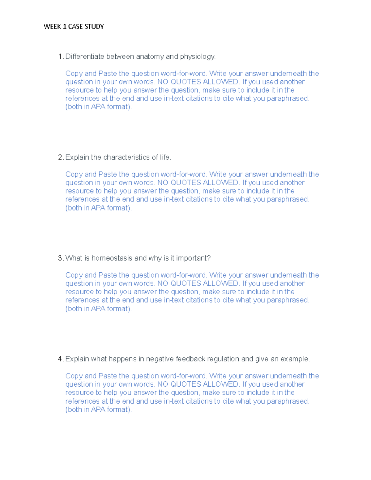 Case Study Guidelines - WEEK 1 CASE STUDY 1 between anatomy and ...