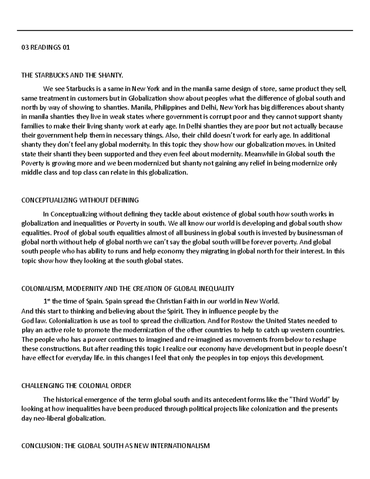 03 Worksheet 1 The Contemporary World - 03 READINGS 01 THE STARBUCKS ...