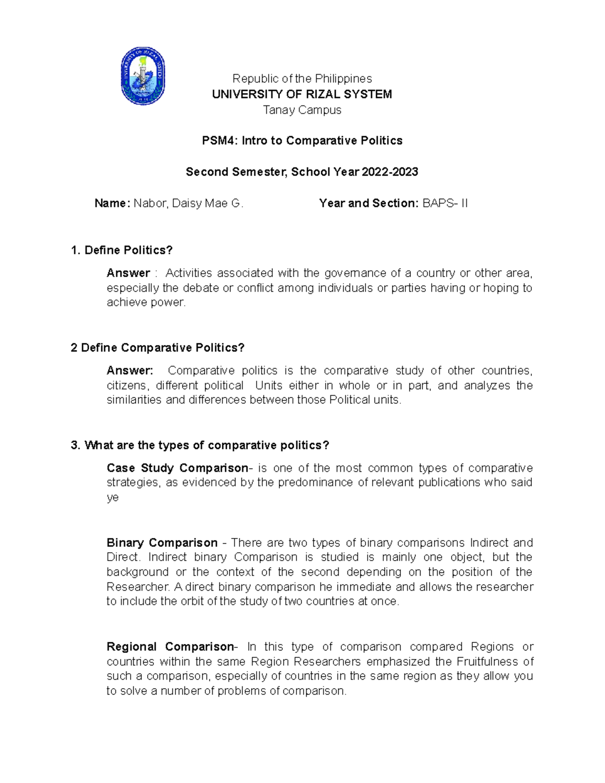 Define-politica - LITERATURE MODULE - Republic of the Philippines ...