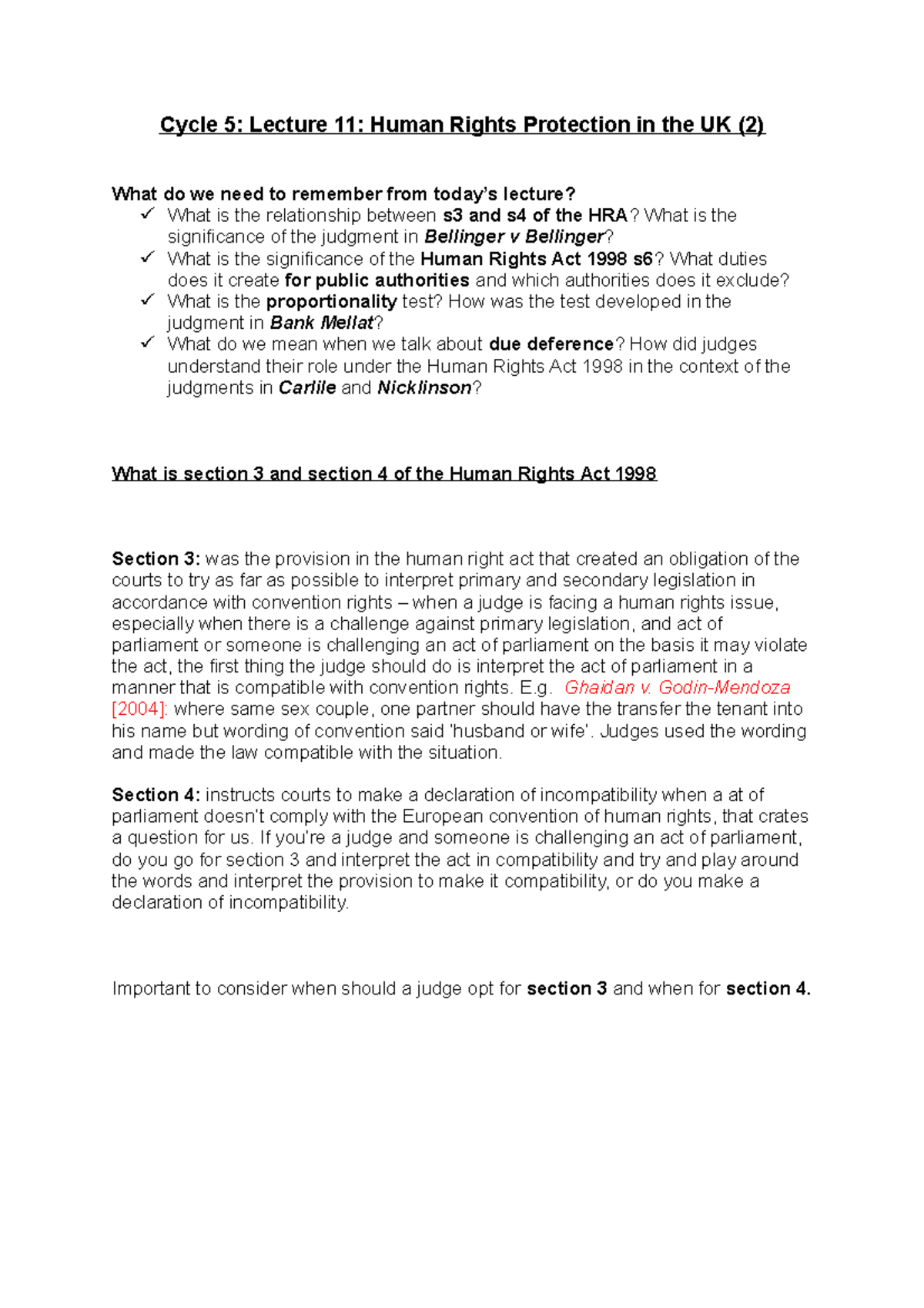 Human Rights 2 - cycle 6 - Cycle 5: Lecture 11: Human Rights Protection ...