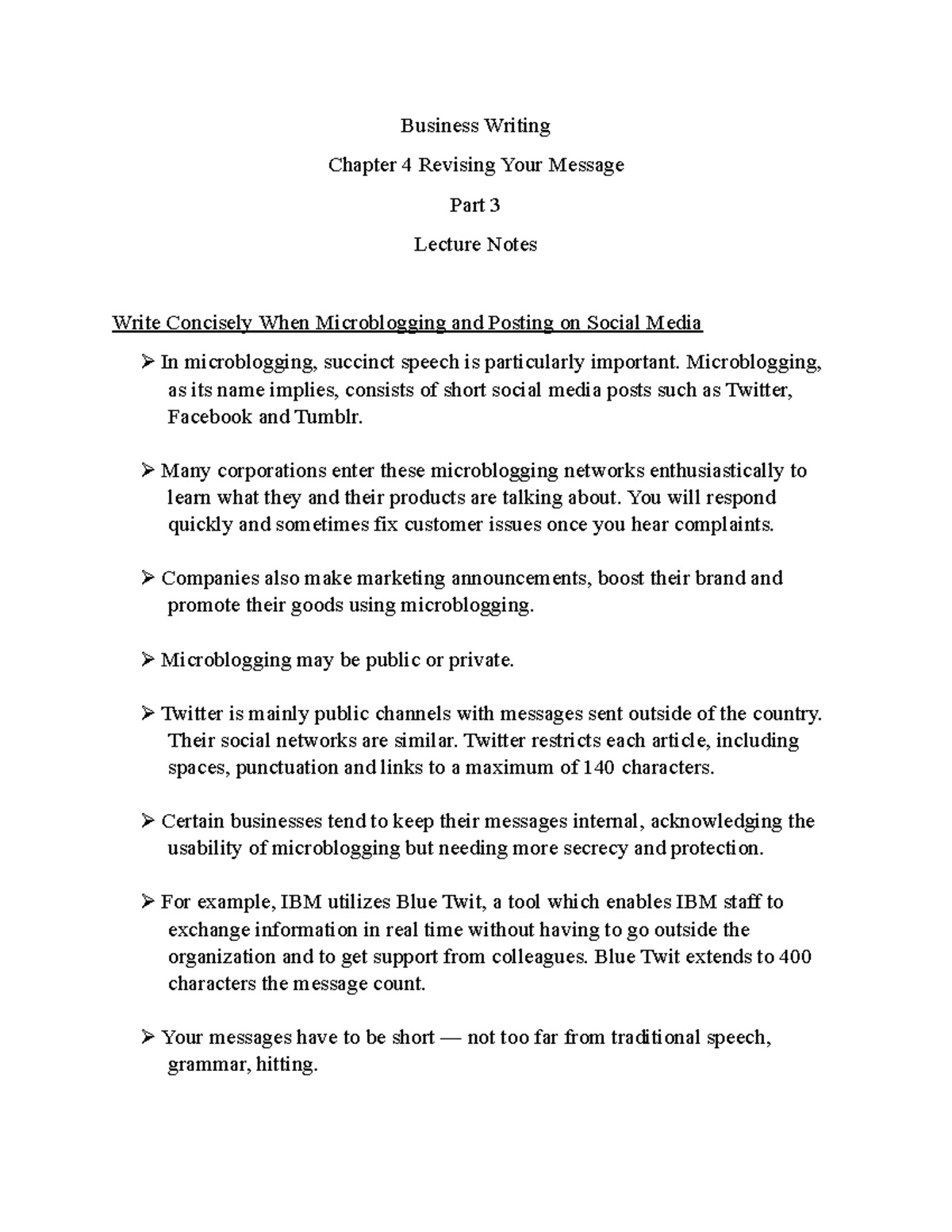 Business Writing Lecture Notes Ch 4 Part 3 - Business Writing Chapter 4 ...