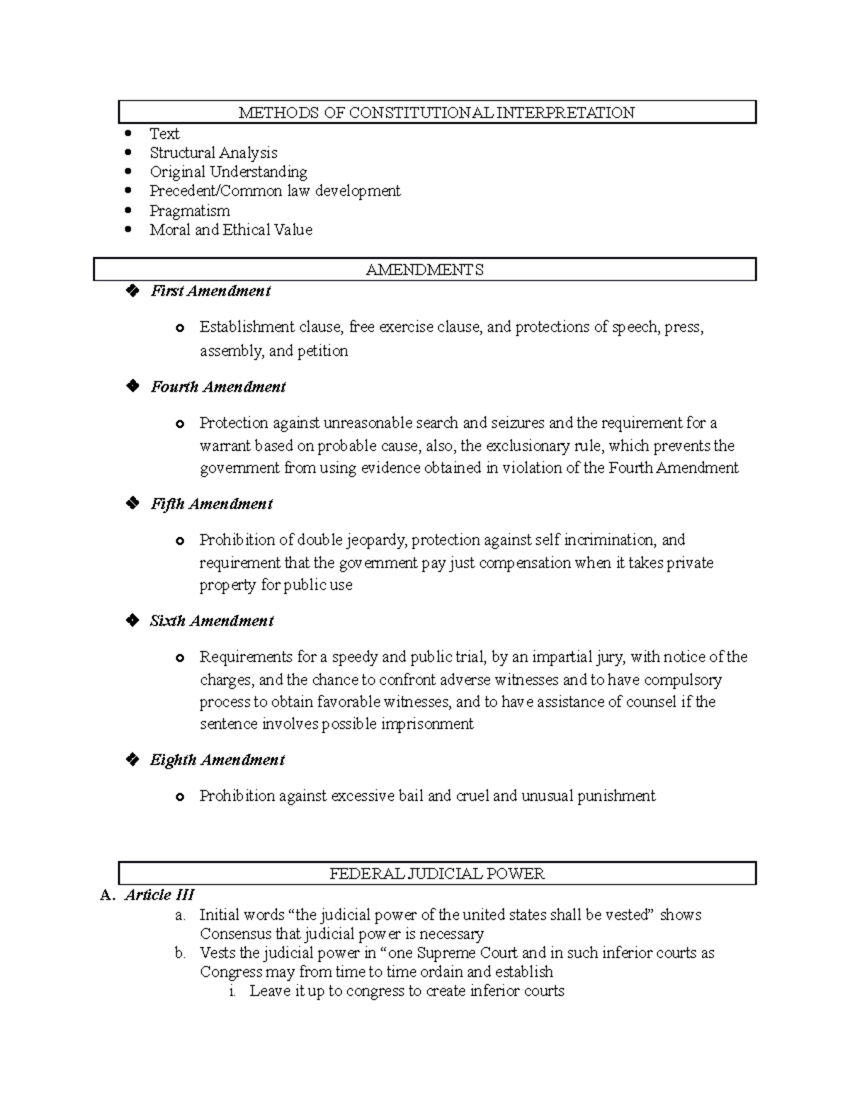 68535692 Con Law Outline 29 - METHODS OF CONSTITUTIONAL INTERPRETATION ...