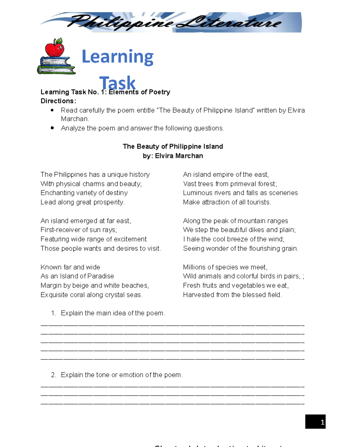 Chapter 1 - Learning TASK - Introduction TO Literature - Chapter I ...