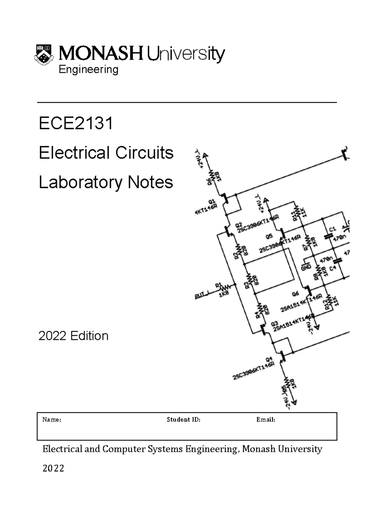 ECE2131 Lab Manual 2022 - Lab 2 (Week 3) - Name: Student ID: Email ...