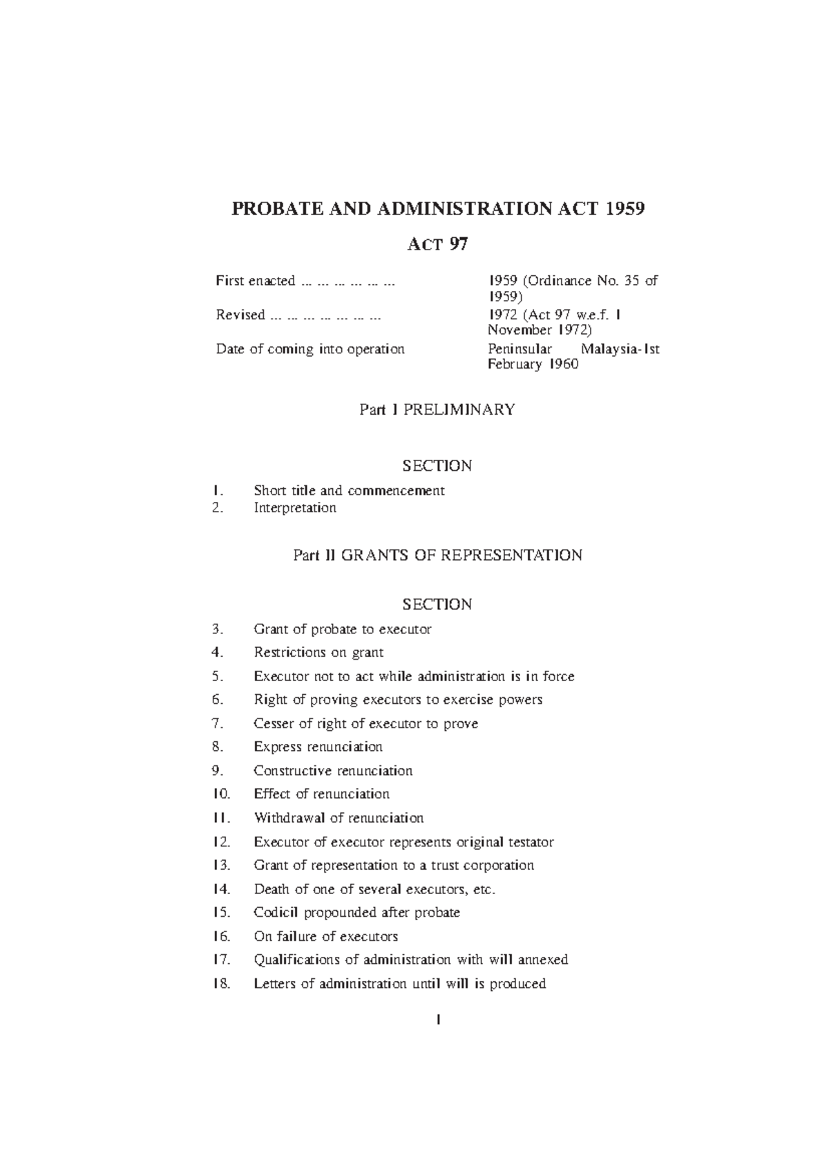 (MY) Probate AND Administration ACT 1959 ACT 97 - PROBATE AND ...