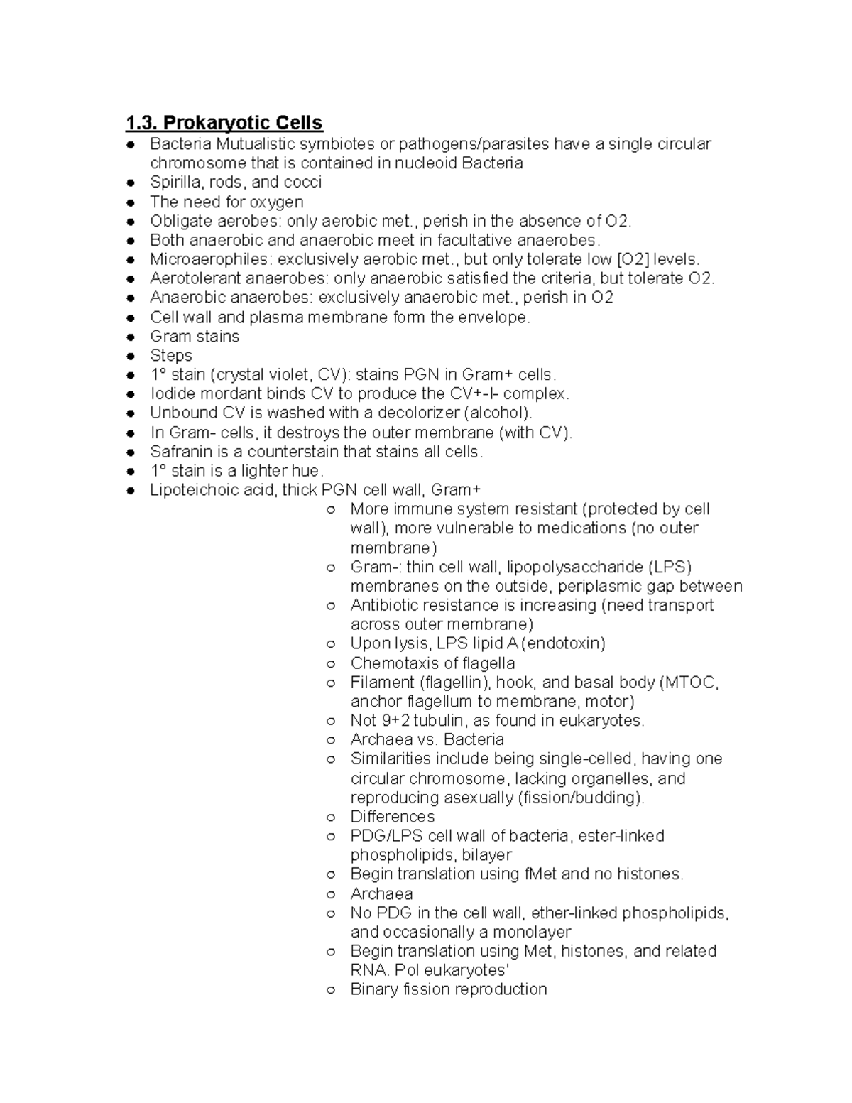 Prokaryotic Cells - notes - 1. Prokaryotic Cells Bacteria Mutualistic ...