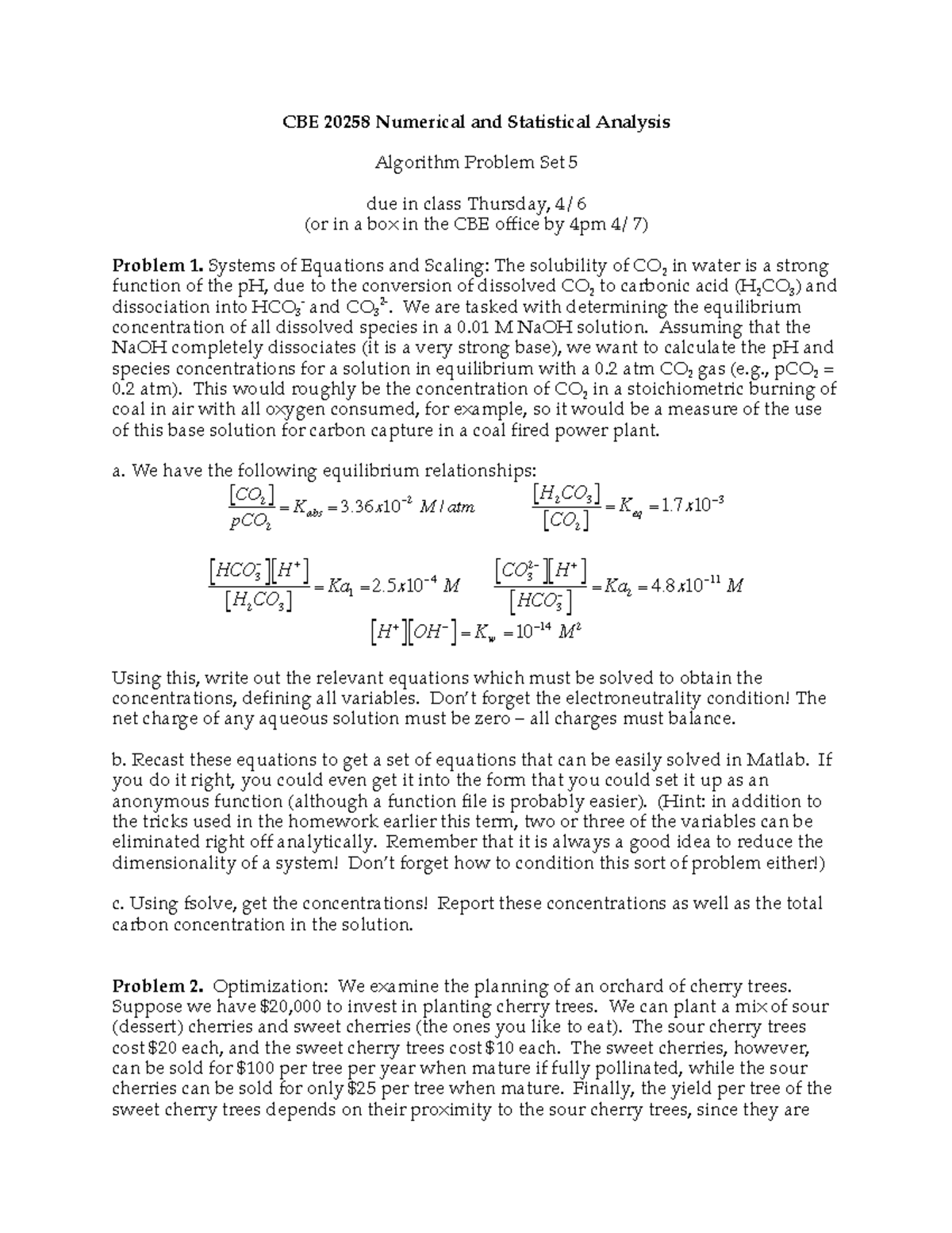 Algorithm Hw 5 Questions CBE 20258 Numerical And Statistical Analysis