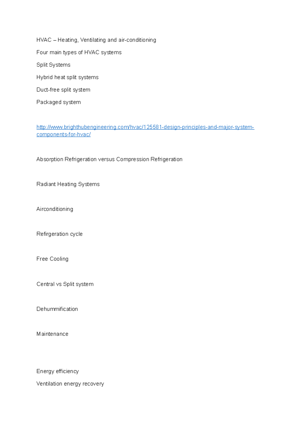 HVAC - Lecture notes 3 - HVAC – Heating, Ventilating and air ...
