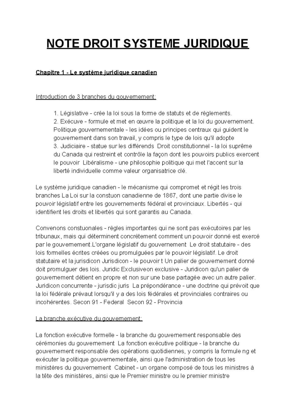 Droit - NOTE DROIT SYSTEME JURIDIQUE Chapitre 1 - Le système juridique ...