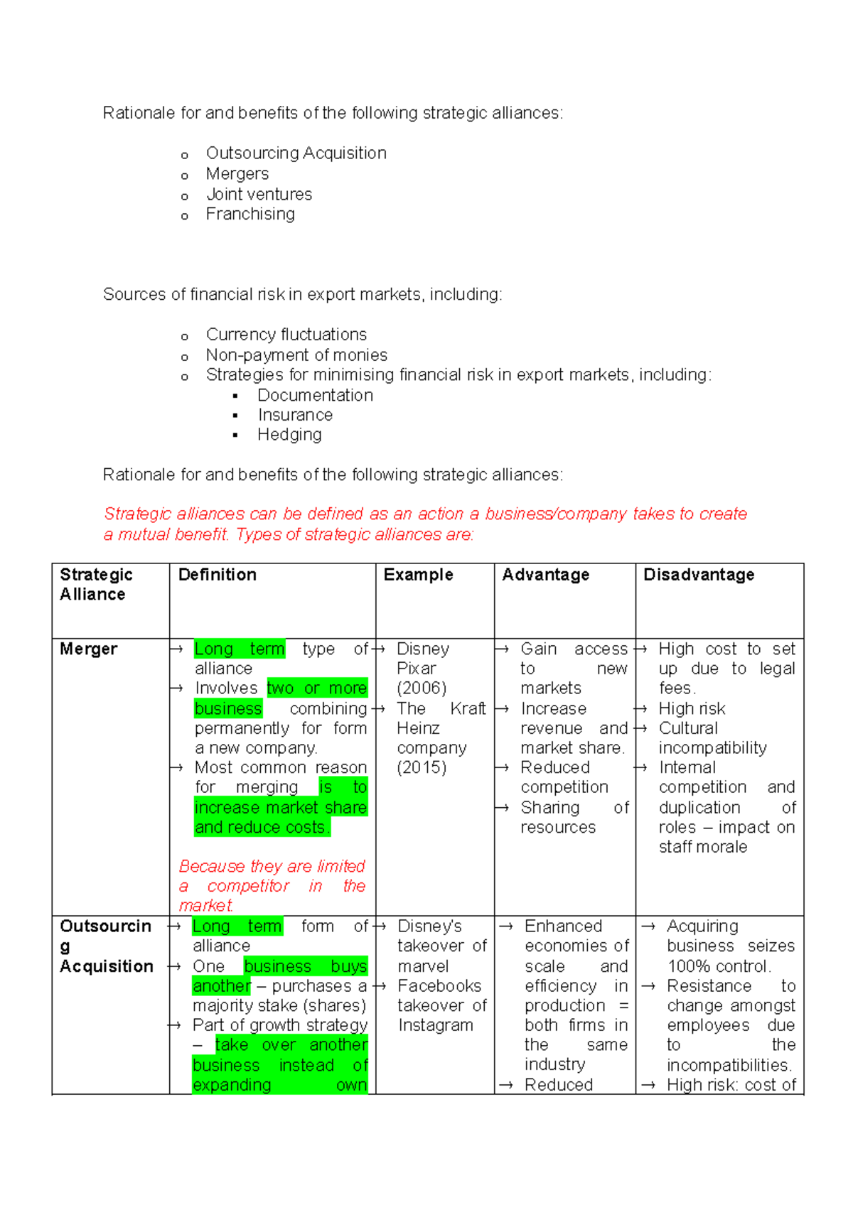 Rationale for and benefits of the following strategic alliances - Types ...