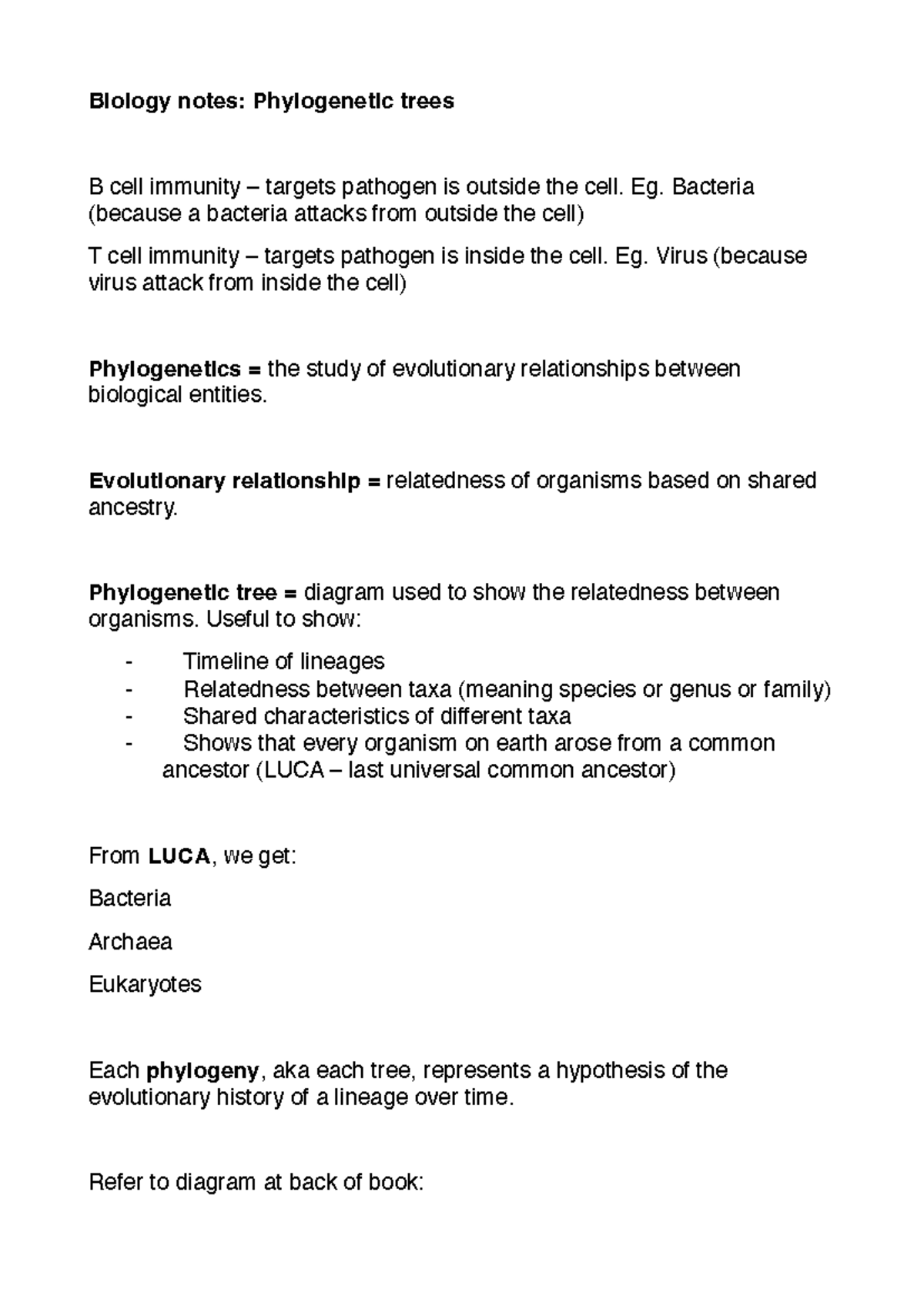 Biology notes - Phylogenetic trees - Biology notes: Phylogenetic trees ...