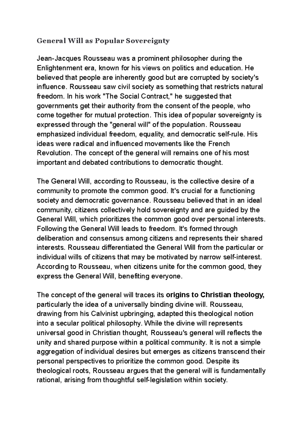 General Will as Popular Sovereignty - General Will as Popular ...